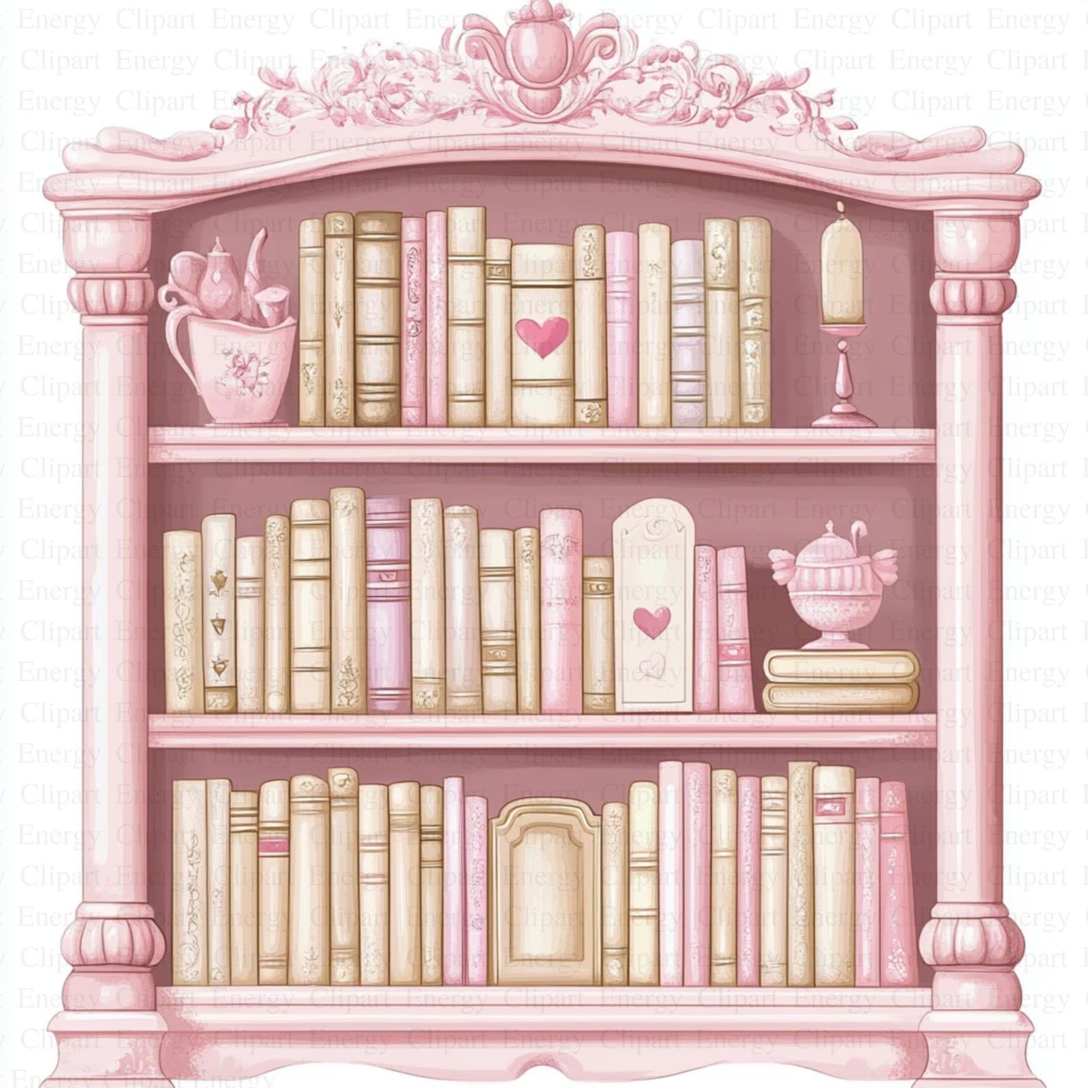 Princess Bookshelf Clipart | 5 High Quality Jpgs | Digital Download ...