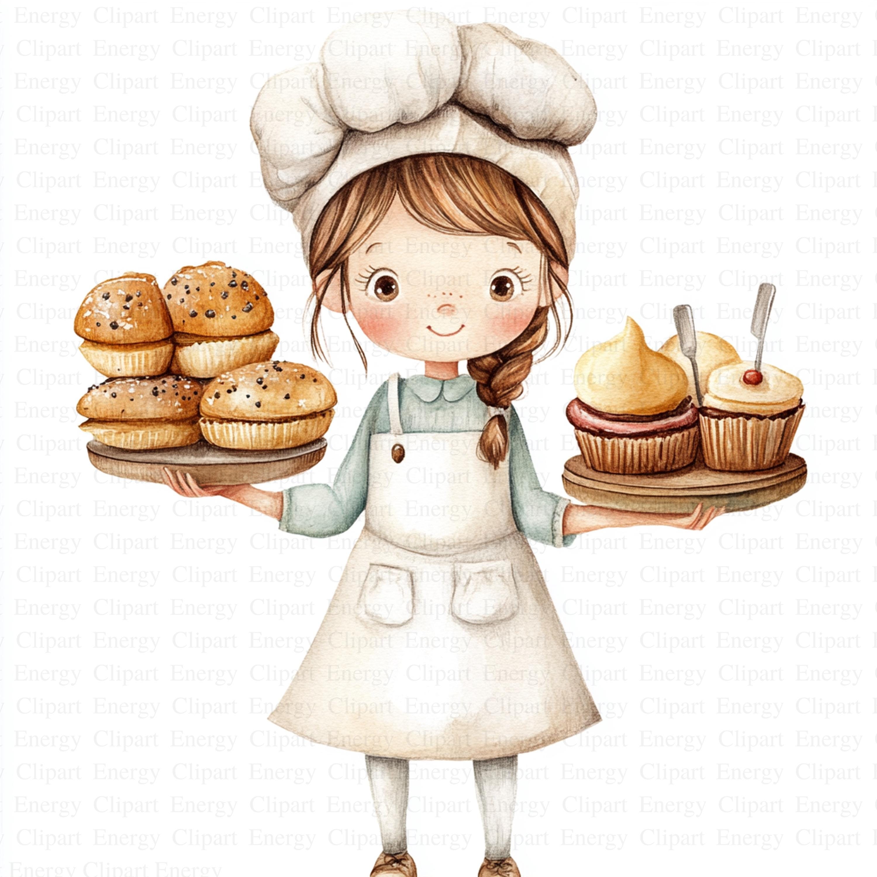 Bakery Girl Clipart | 5 High Quality Jpg's | Digital Download | Kitchen ...