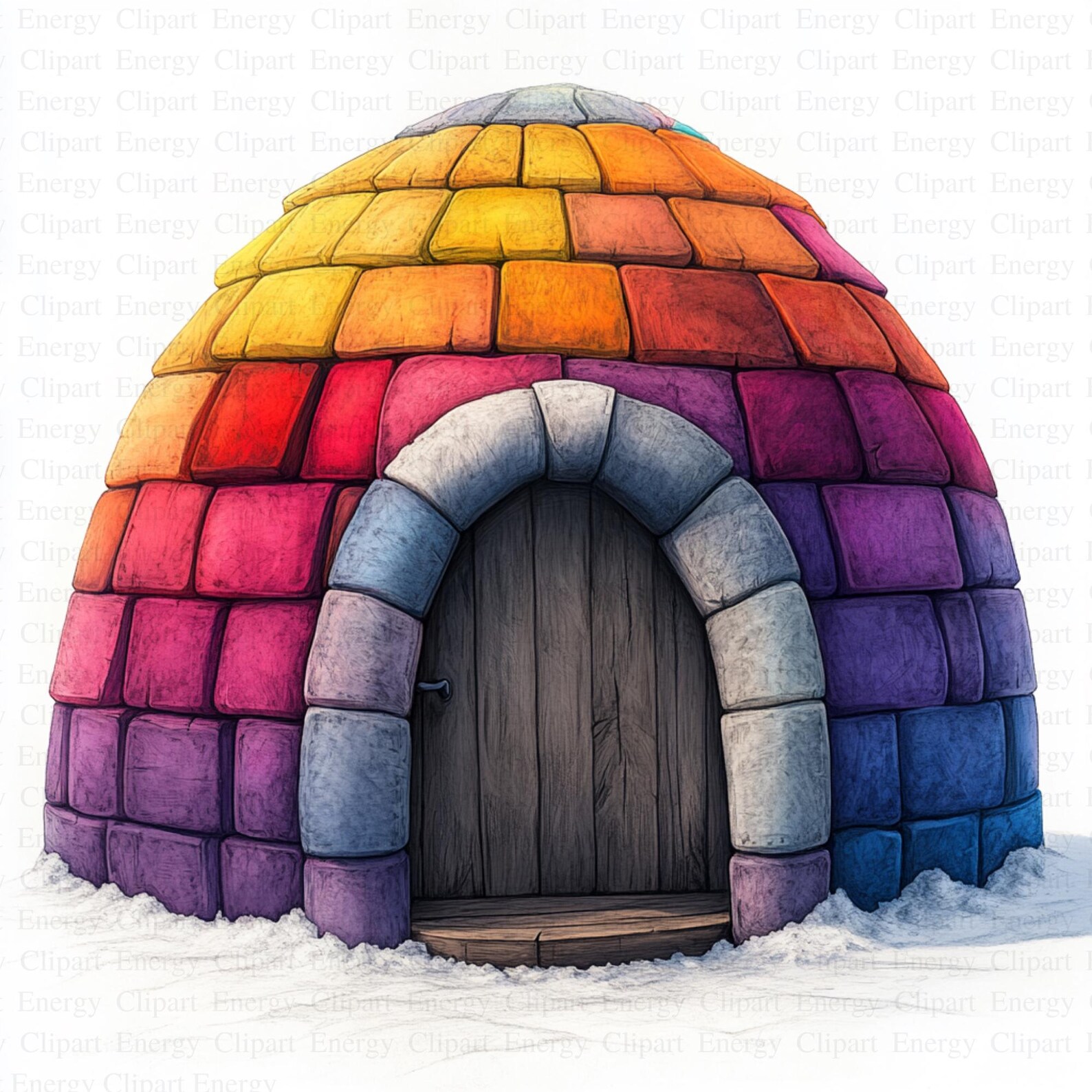 Igloo Clipart 5 High Quality Jpgs Instant Digital Download Mixed Media ...