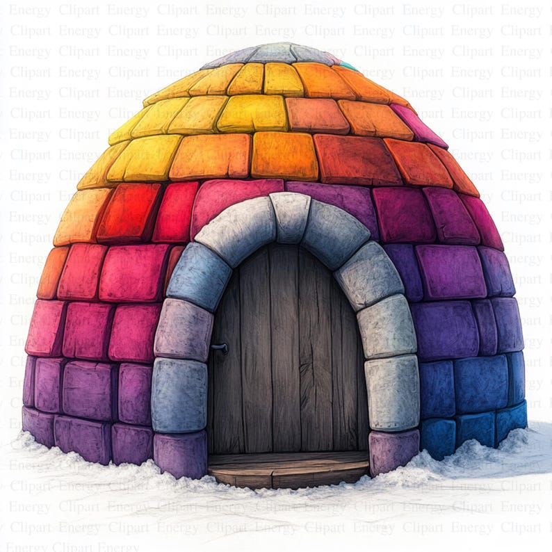 Igloo Clipart | 5 High Quality Jpgs | Instant Digital Download | Mixed Media | Nursery Art ...