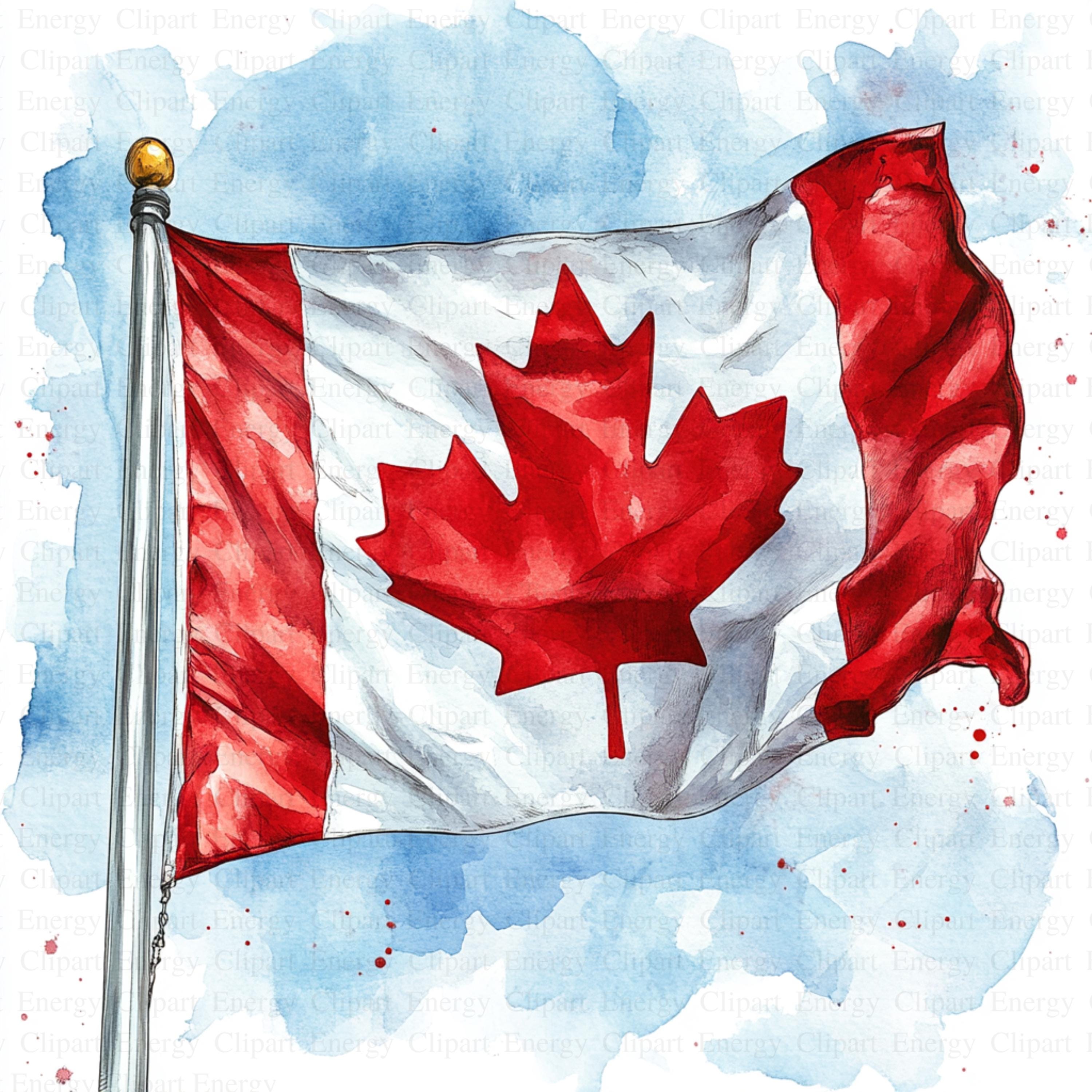Watercolor Canadian Flag Clipart | 5 High Quality Jpg's | Digital ...
