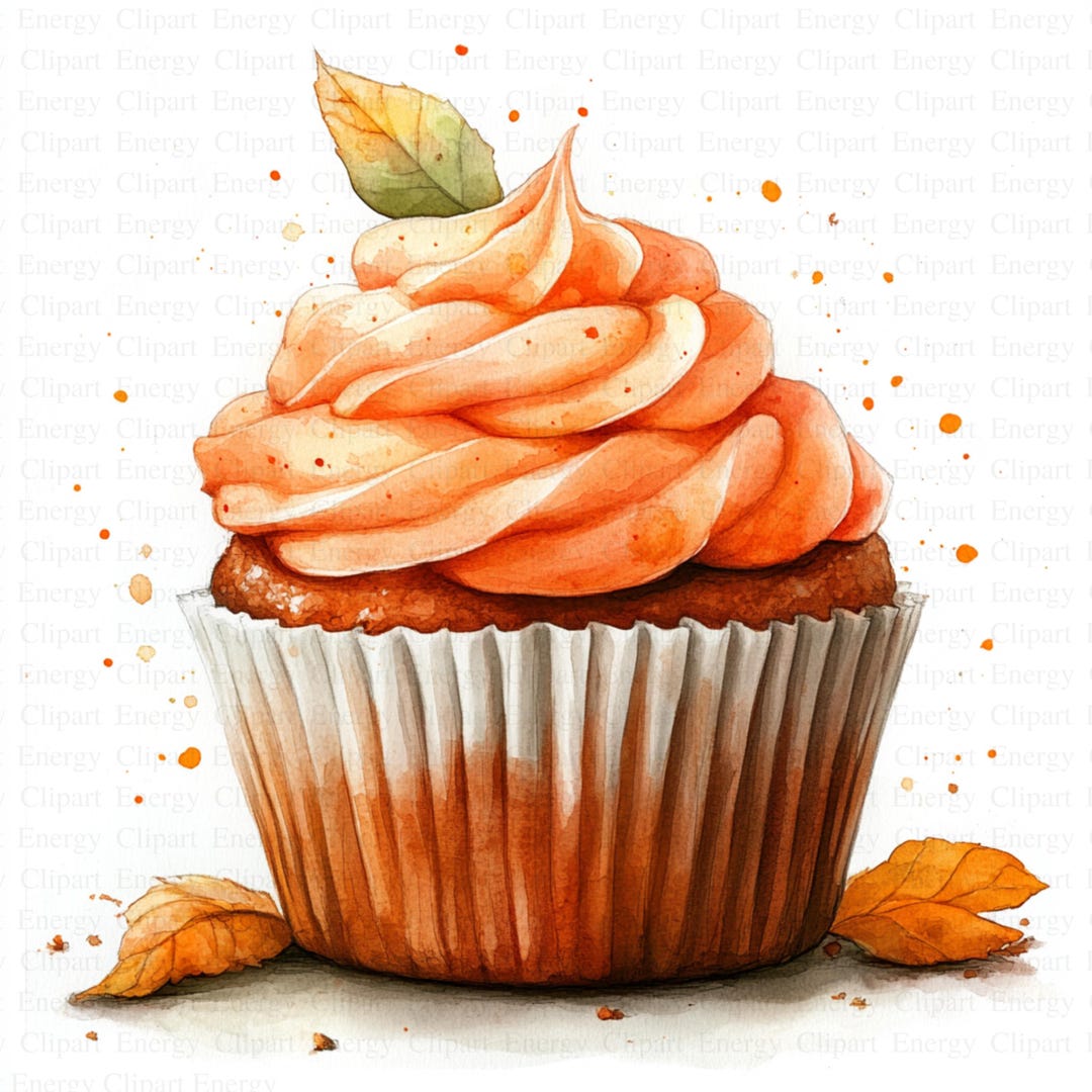 Pumpkin Cupcake Clipart | 5 High Quality Jpg's | Digital Download ...