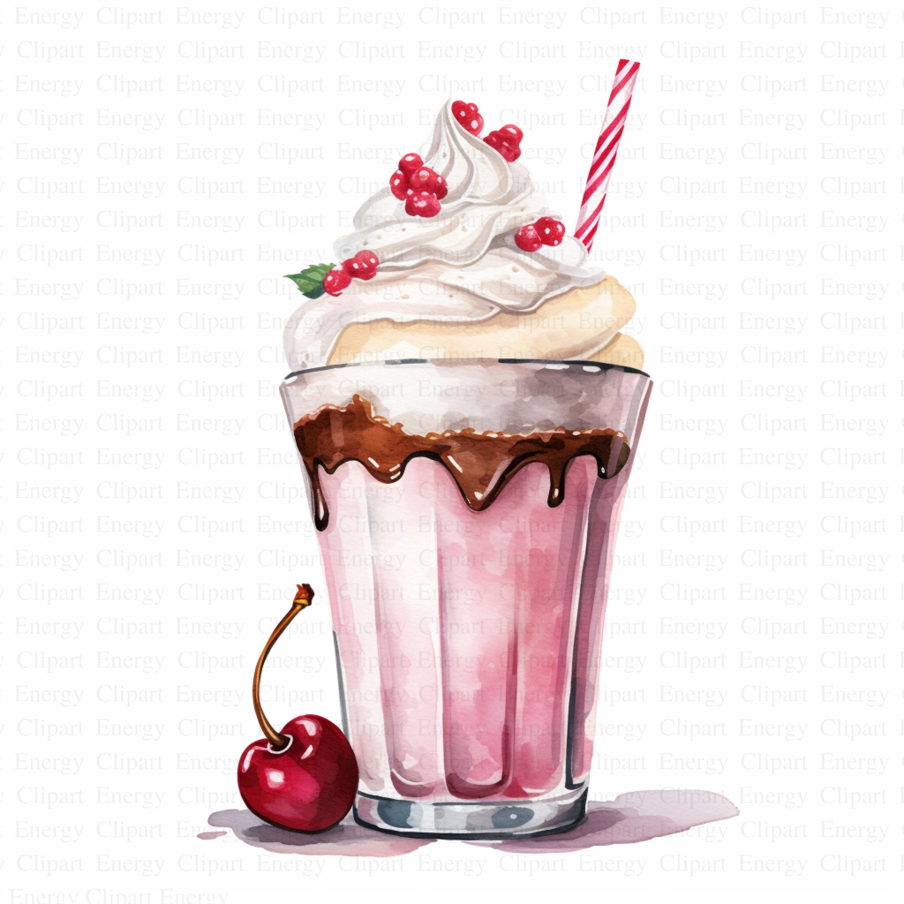 Milkshake Clipart 5 High Quality Jpg's Digital Download Retro Dessert ...
