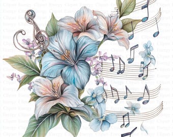 Watercolor Music Notes Clipart 10 High Quality Jpgs Digital Download ...