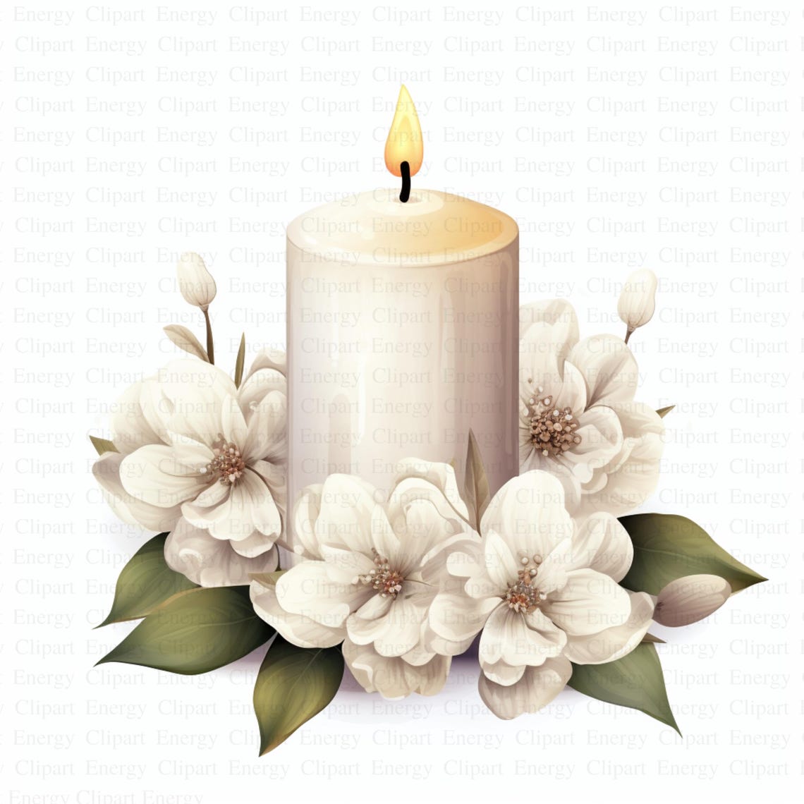 Watercolor White Candles Clipart | 5 High Quality Jpgs | Digital ...