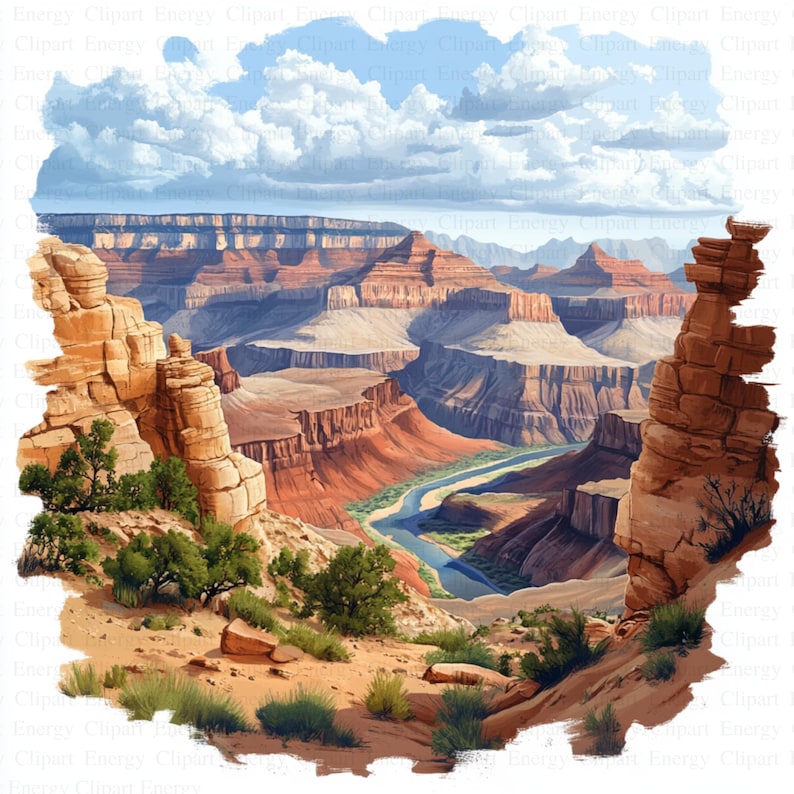 Grand Canyon Landscape Clipart | 5 High Quality Jpgs | Digital Download ...