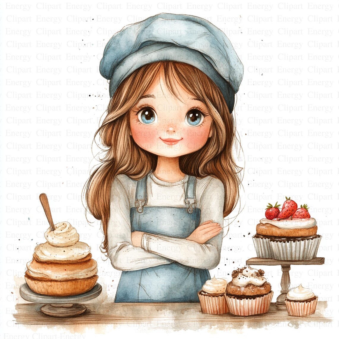 Bakery Girl Clipart | 5 High Quality Jpg's | Digital Download | Cute ...