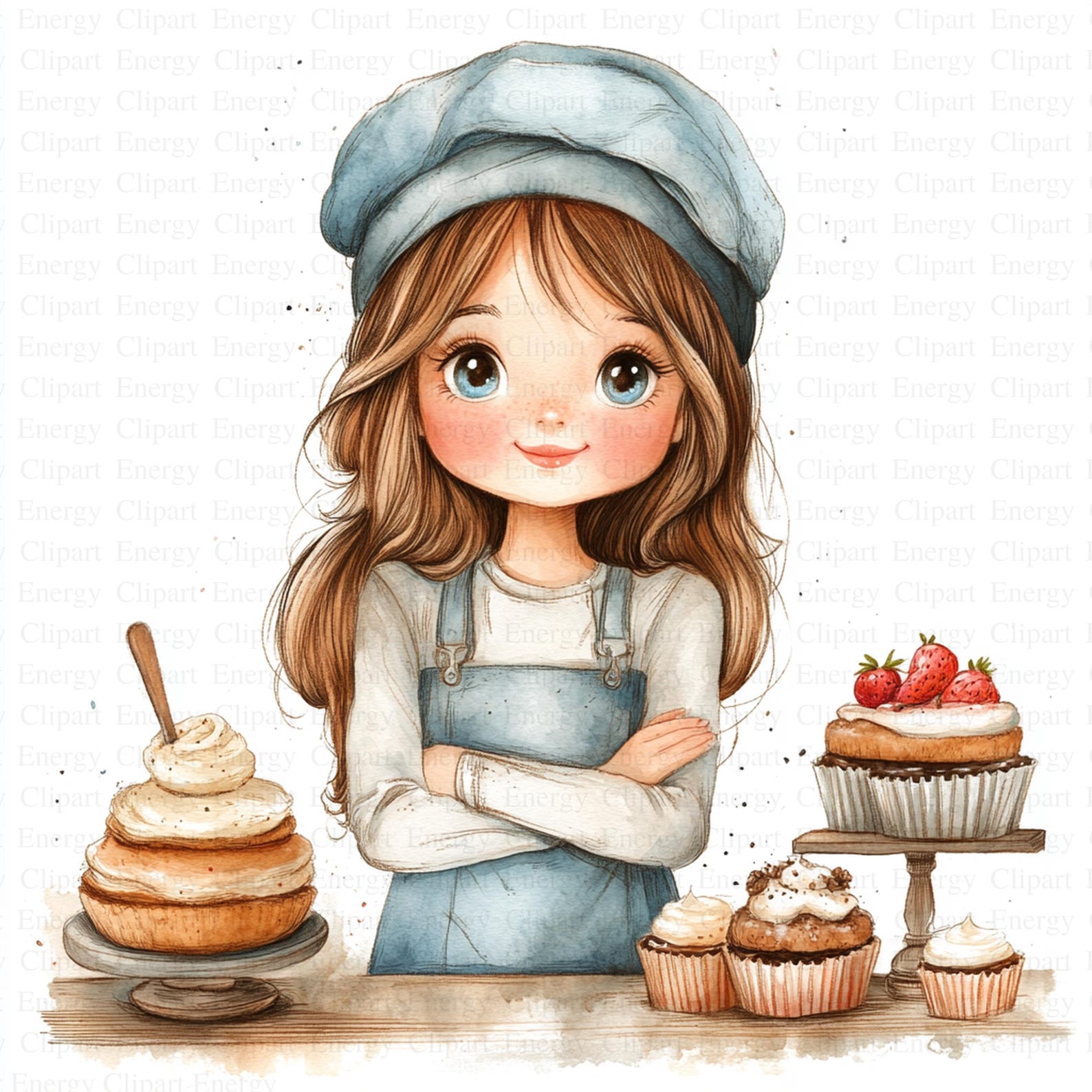 Bakery Girl Clipart | 5 High Quality Jpg's | Digital Download | Cute ...