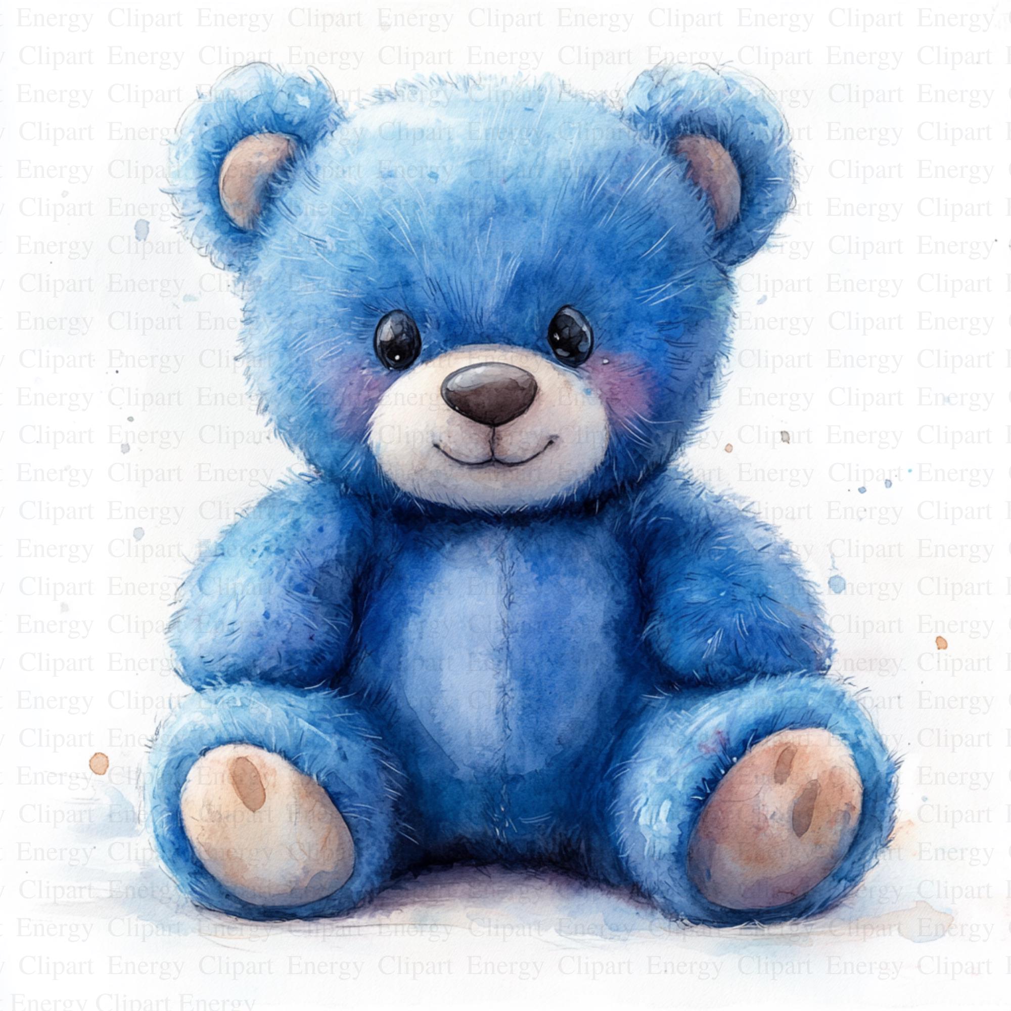 Blue Teddy Bear Clipart | 5 High Quality Jpgs | Digital Download | Card Making | Cute Animal ...