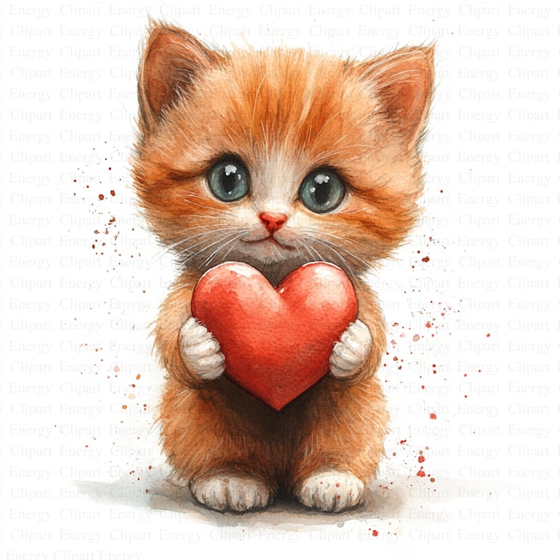 Kitten Love Clipart | 5 High Quality Jpg's | Digital Download | Pet Art ...