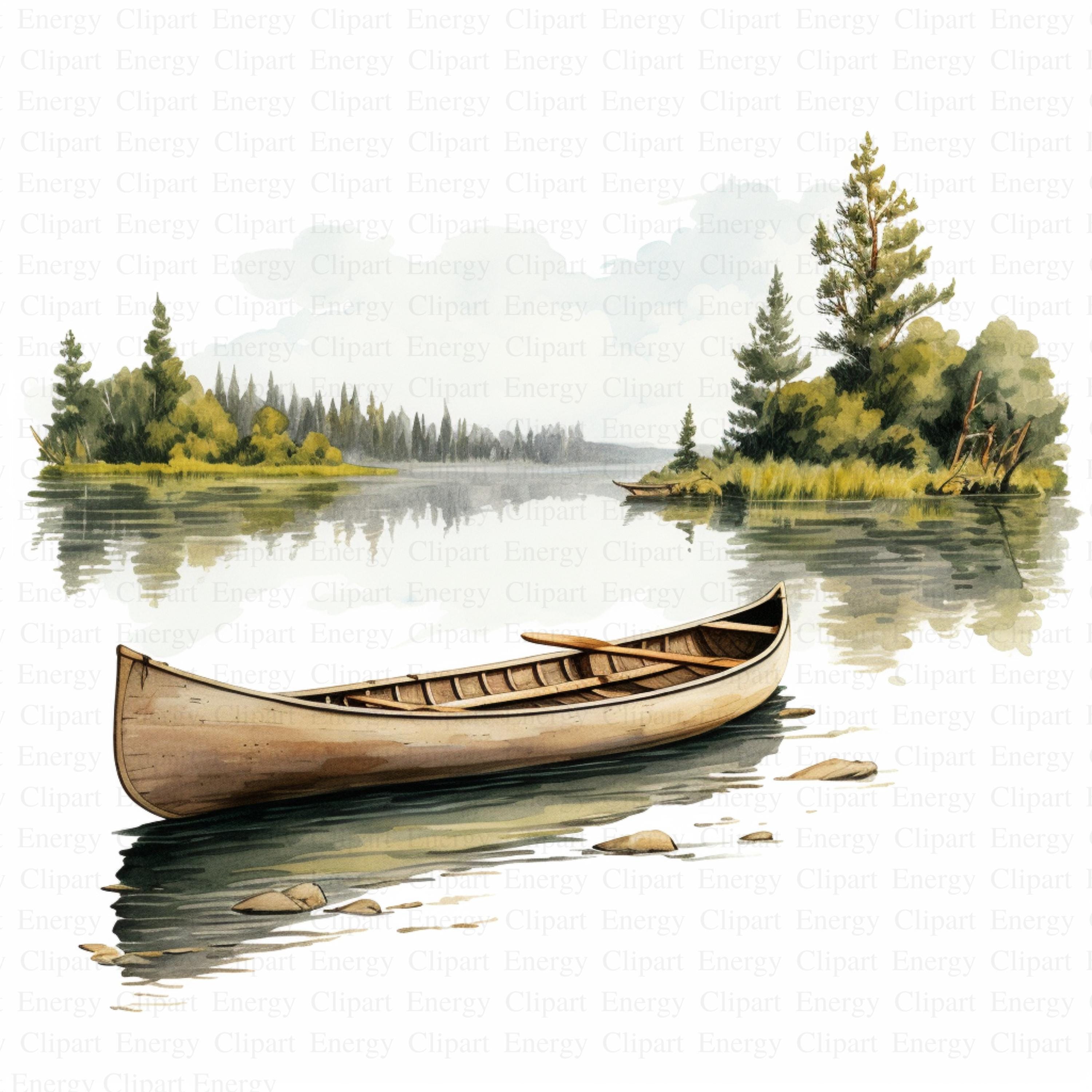 Vintage Canoe Clipart | 5 High Quality Jpg's | Digital Download | Retro ...