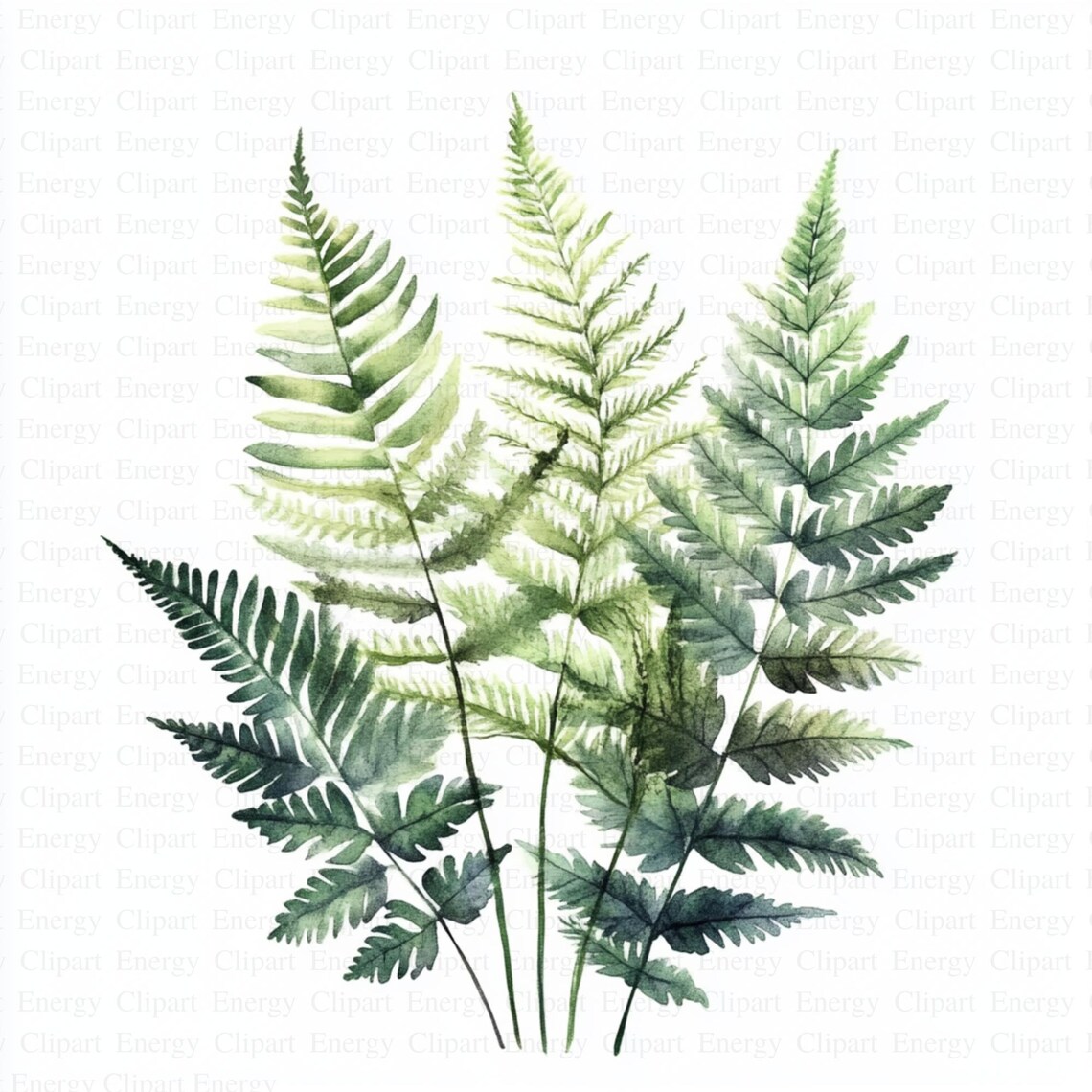 Forest Fern Leaves Clipart | 5 High Quality Jpgs | Digital Download ...