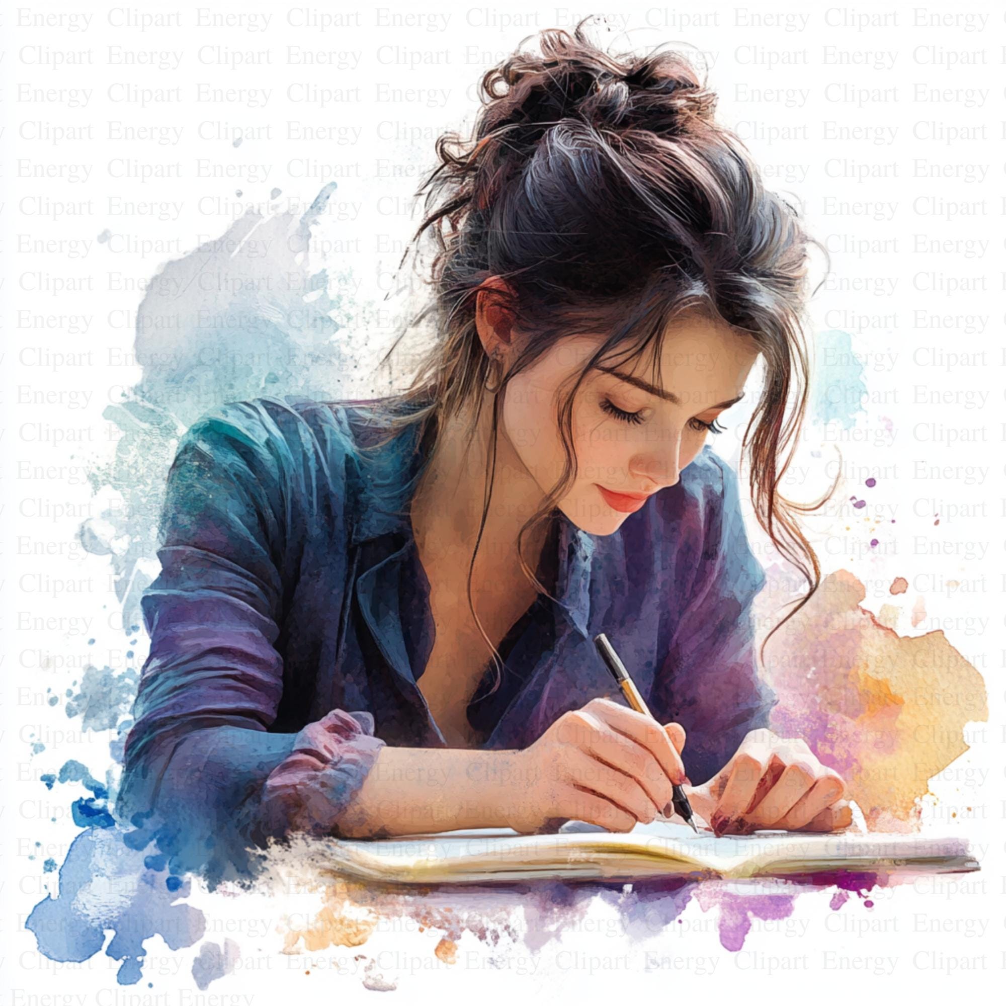 Woman Writing Clipart | 5 High Quality Jpgs | Digital Download | Writer ...