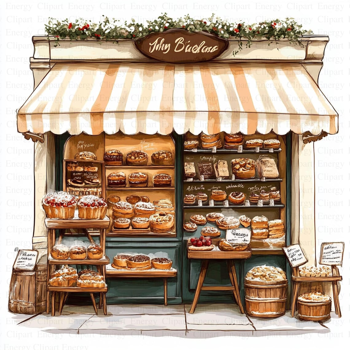 Watercolor French Bakery Clipart | 5 High Quality Jpg's | Digital ...