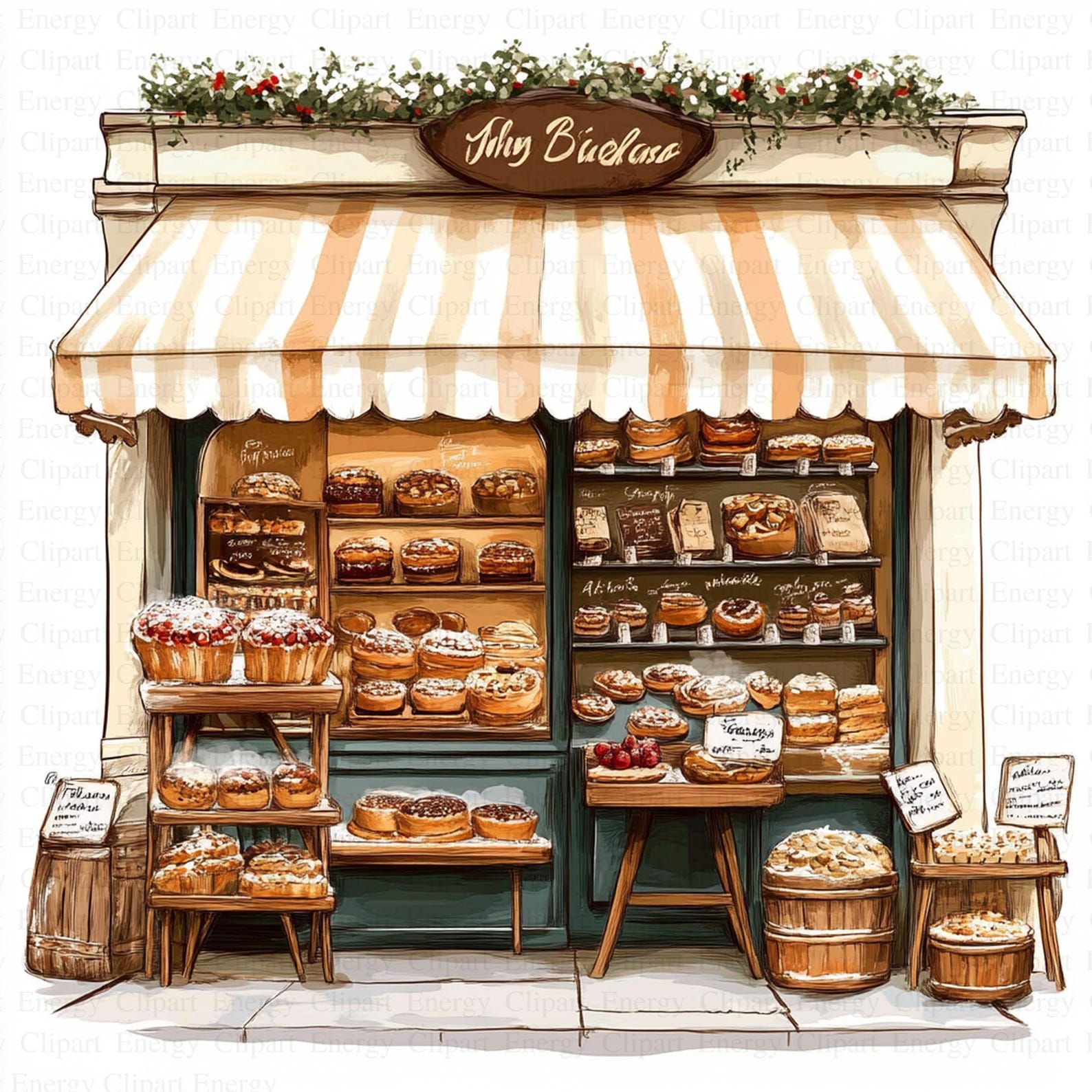 Watercolor French Bakery Clipart | 5 High Quality Jpg's | Digital ...