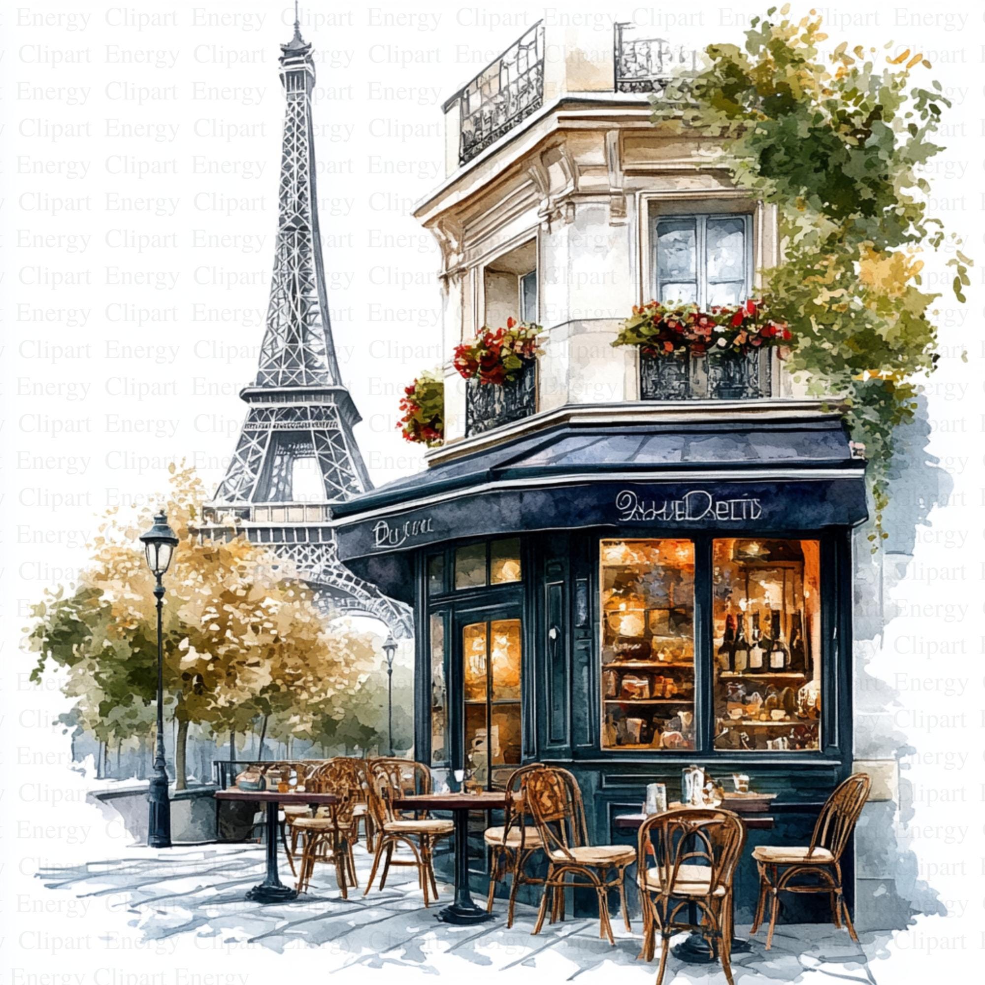 Paris Cafe Clipart | 5 High Quality Jpgs | Digital Download | Wall Art ...