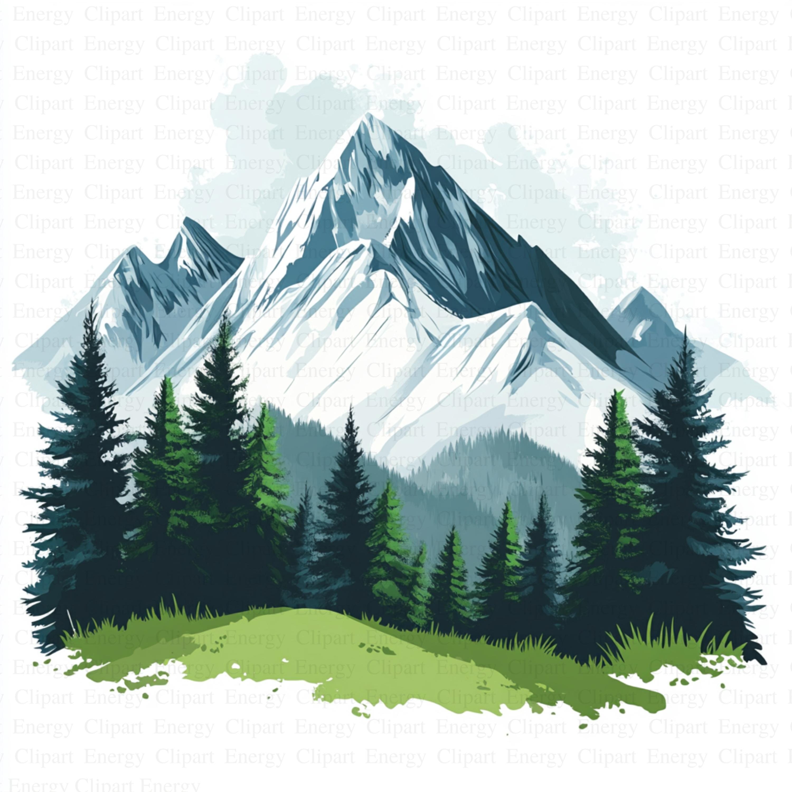 Mountain Landscape Clipart | 5 High Quality Jpgs | Digital Download ...