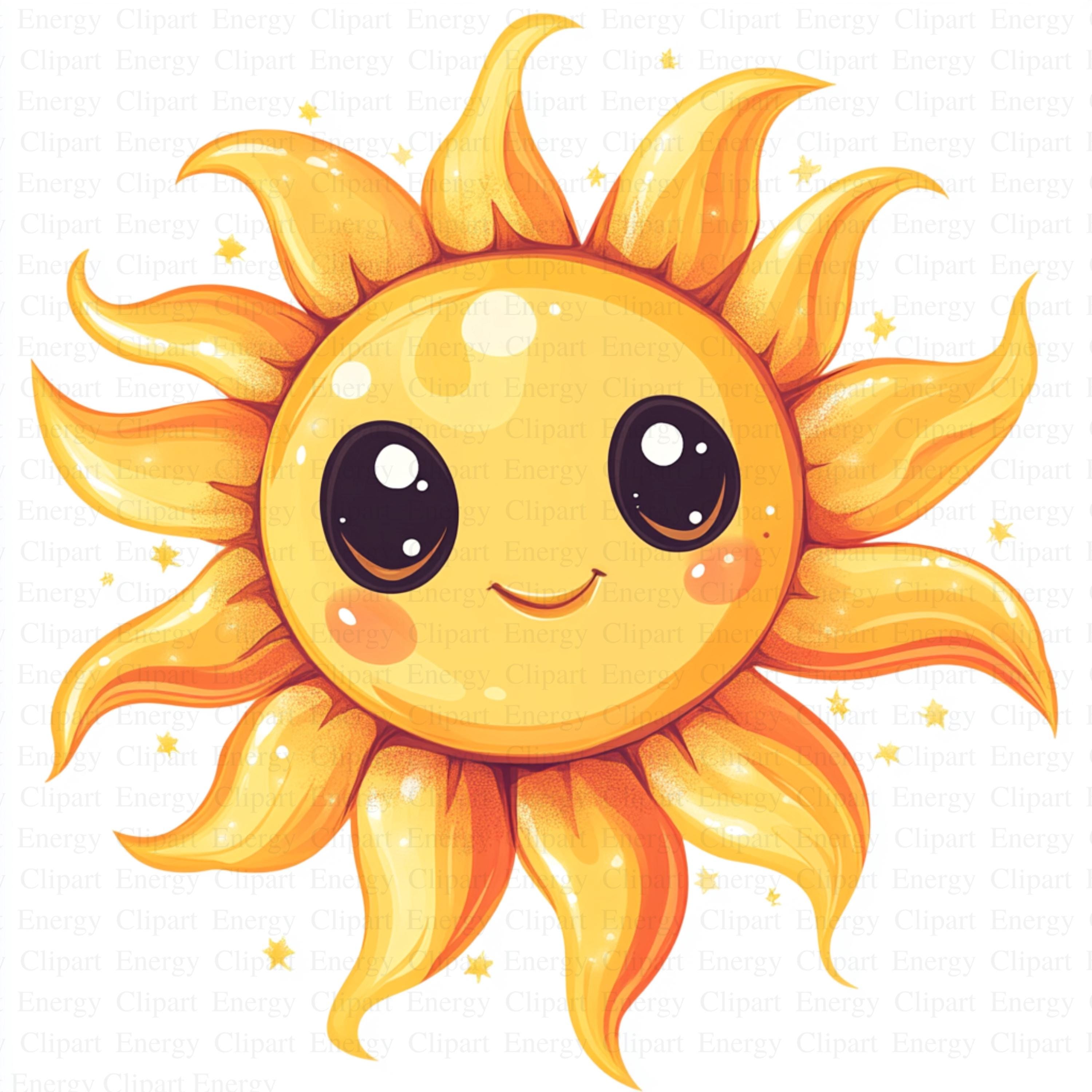 Cute Sun Clipart | 5 High Quality Jpg's | Digital Download | Whimsical ...