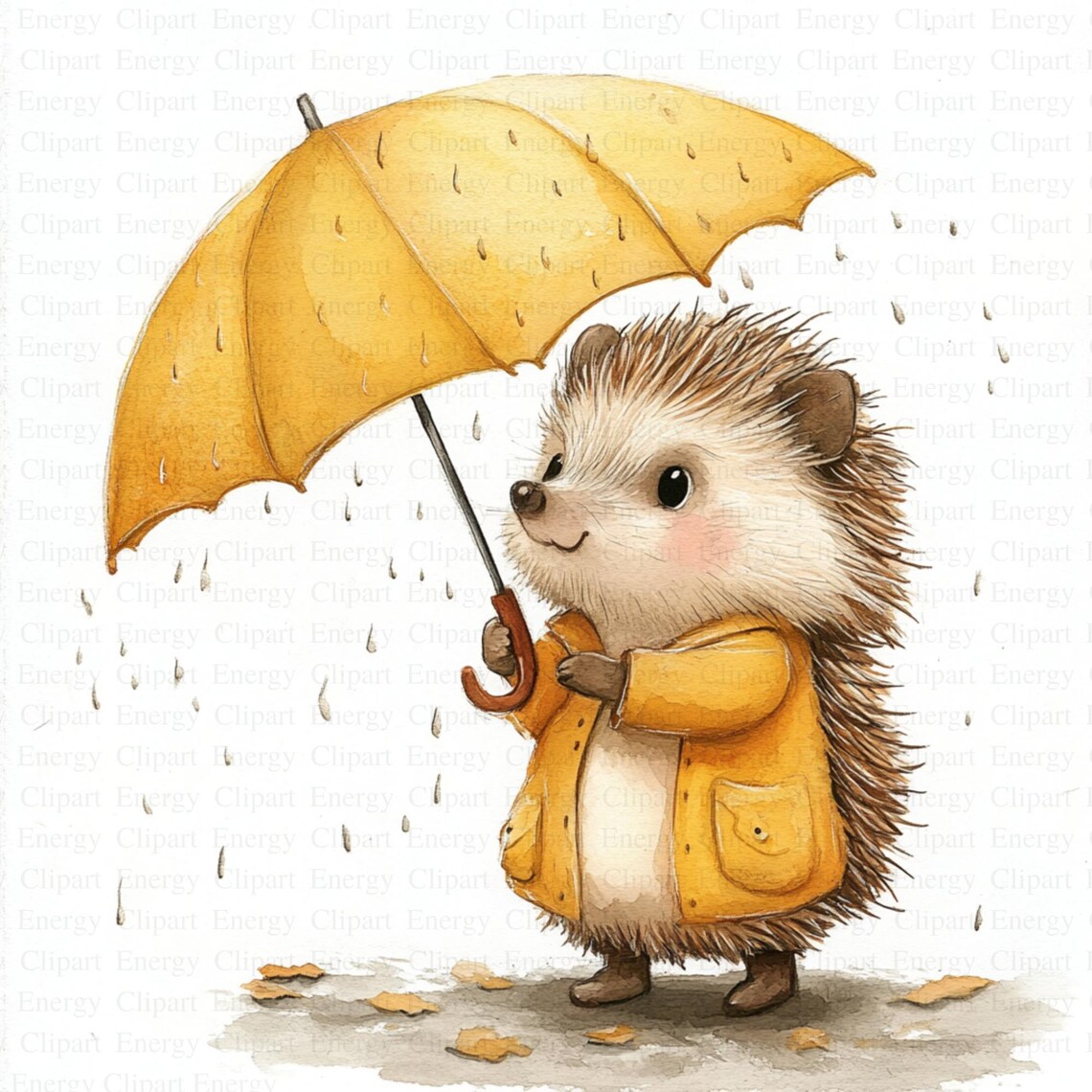 Hedgehog Rainy Clipart | 5 High Quality Jpgs | Digital Download | Art ...