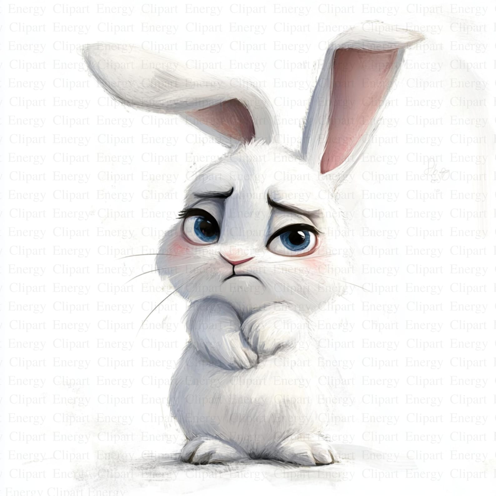 Sad Bunny Clipart | 5 High Quality Jpgs | Digital Download | Fluffy ...