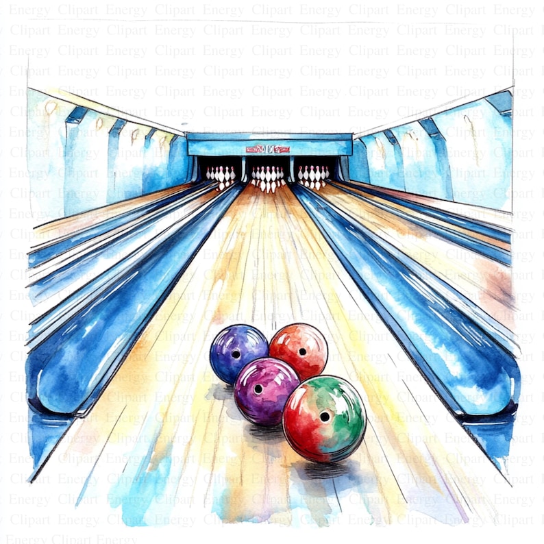 Bowling Lane Clipart | 5 High Quality Jpg's | Digital Download | Sports ...