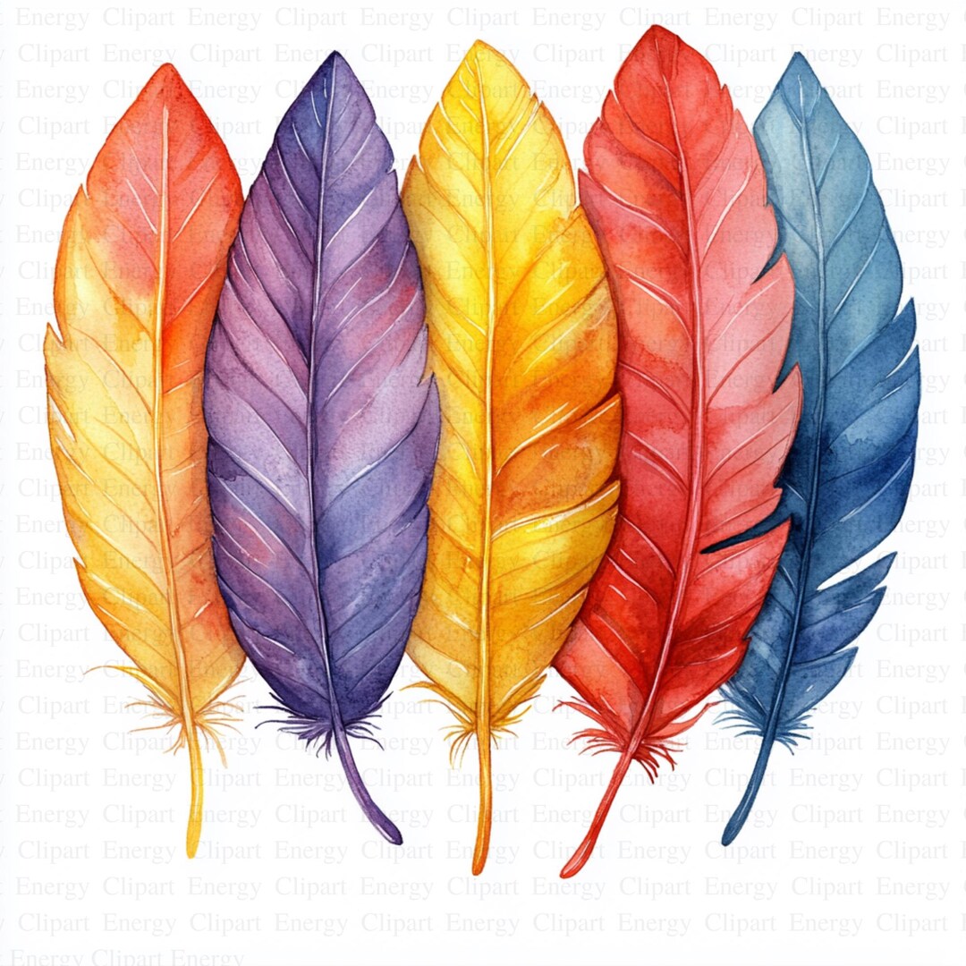 Boho Feather Clipart | 5 High Quality Jpgs | Digital Download ...