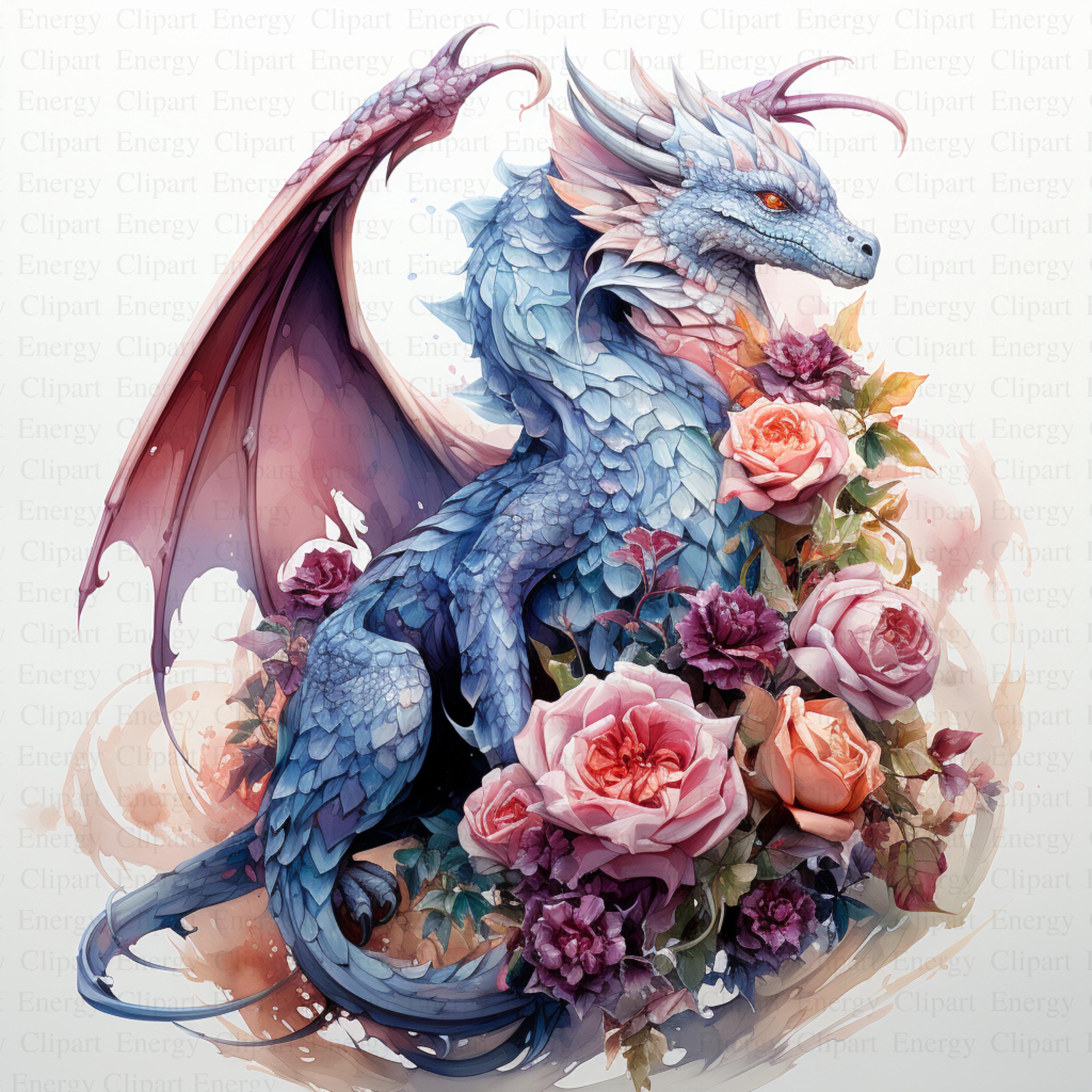 Floral Dragons Clipart | 5 High Quality Jpg's | Digital Download ...