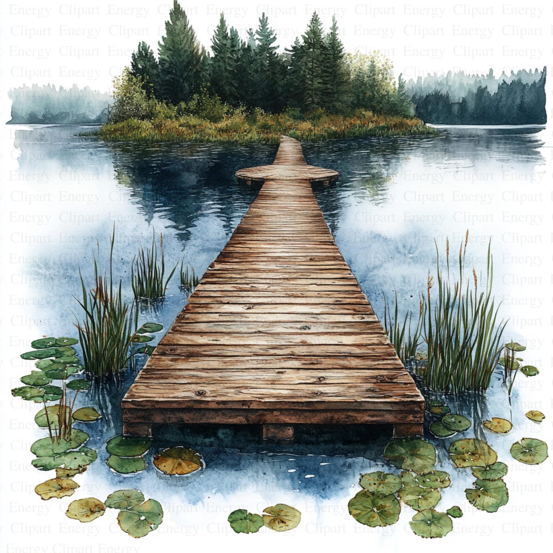 Watercolor Pond Dock Clipart | 5 High Quality Jpg's | Digital Download ...