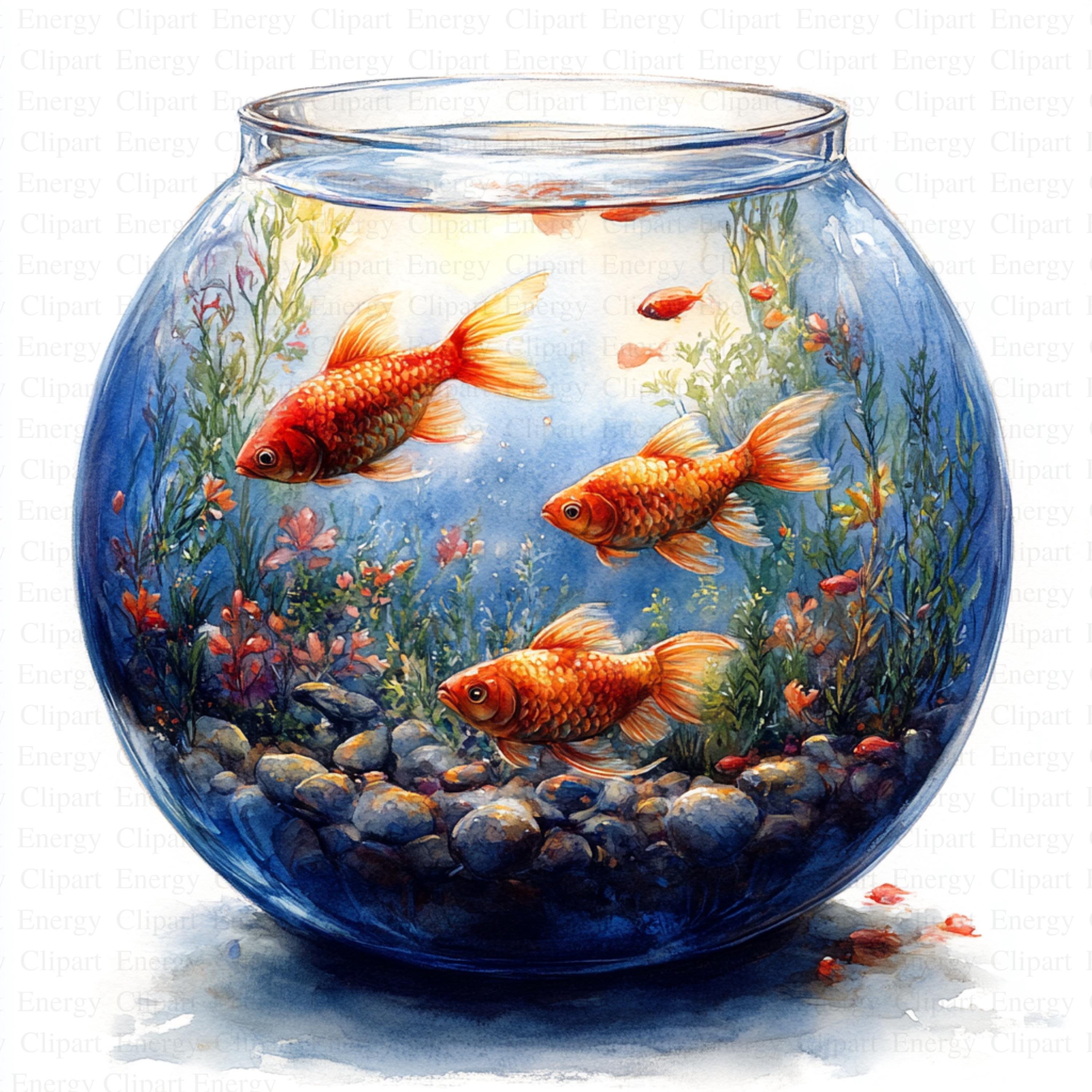 Fish Bowl Clipart 5 High Quality Jpg's Digital Download Aquarium ...