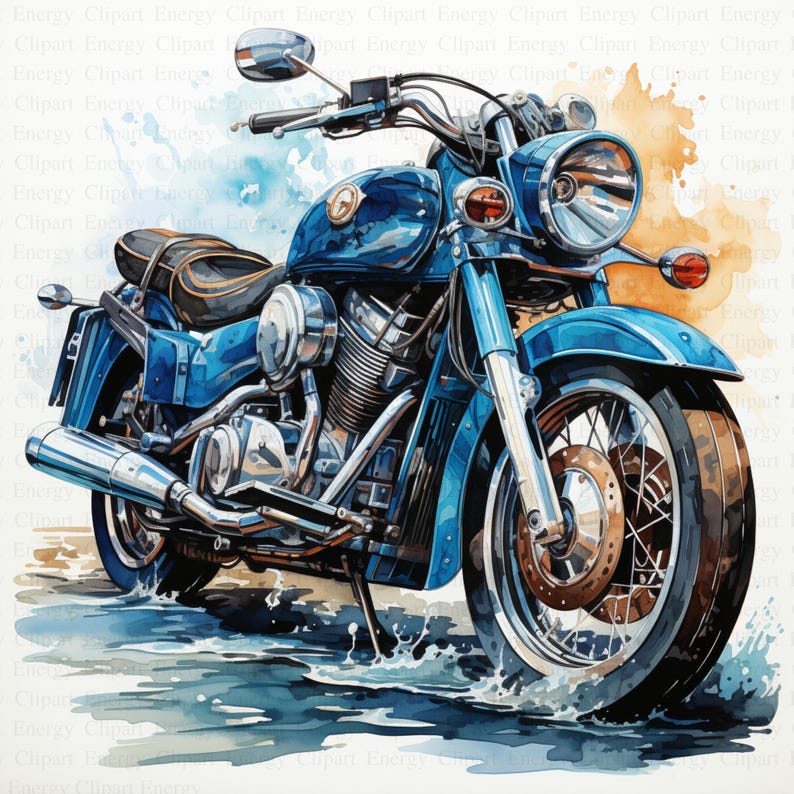 Watercolor Motorcycle Clipart | 5 High Quality Jpg's | Digital Download ...