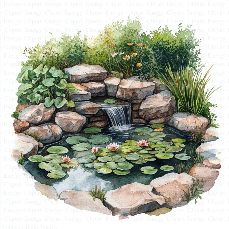 Backyard Pond Clipart Bundle | 5 High Quality Jpg's | Digital Download ...