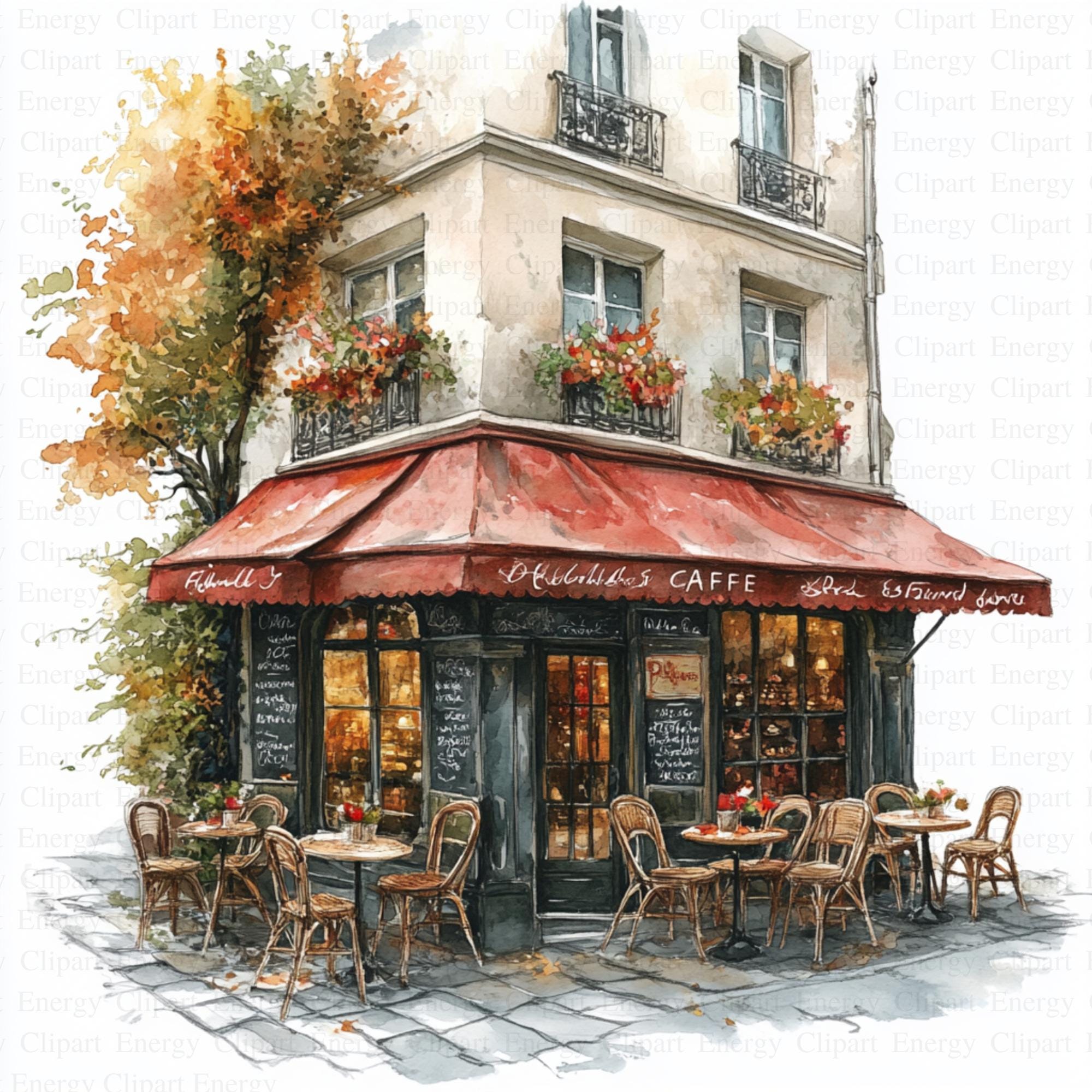 Paris Cafe Clipart | 5 High Quality Jpgs | Digital Download | Wall Art ...