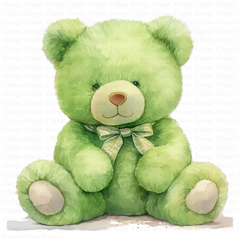 Green Teddy Bear Clipart | 5 High Quality Jpg's | Digital Download ...