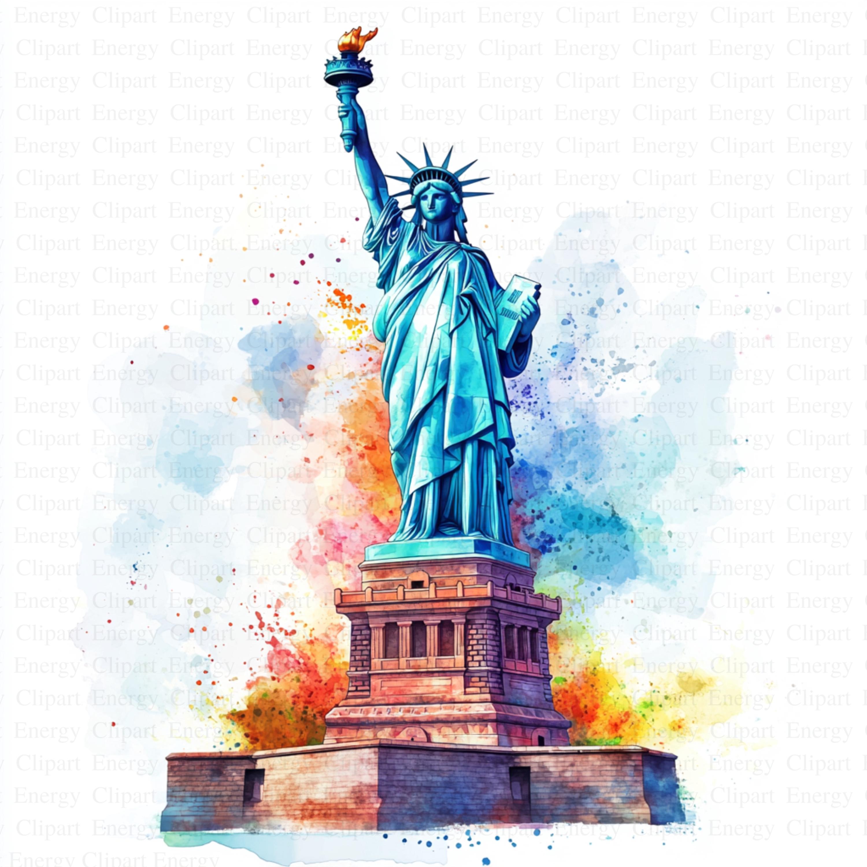 Watrcolor Statue of Liberty Clipart 10 High Quality Jpgs Digital ...
