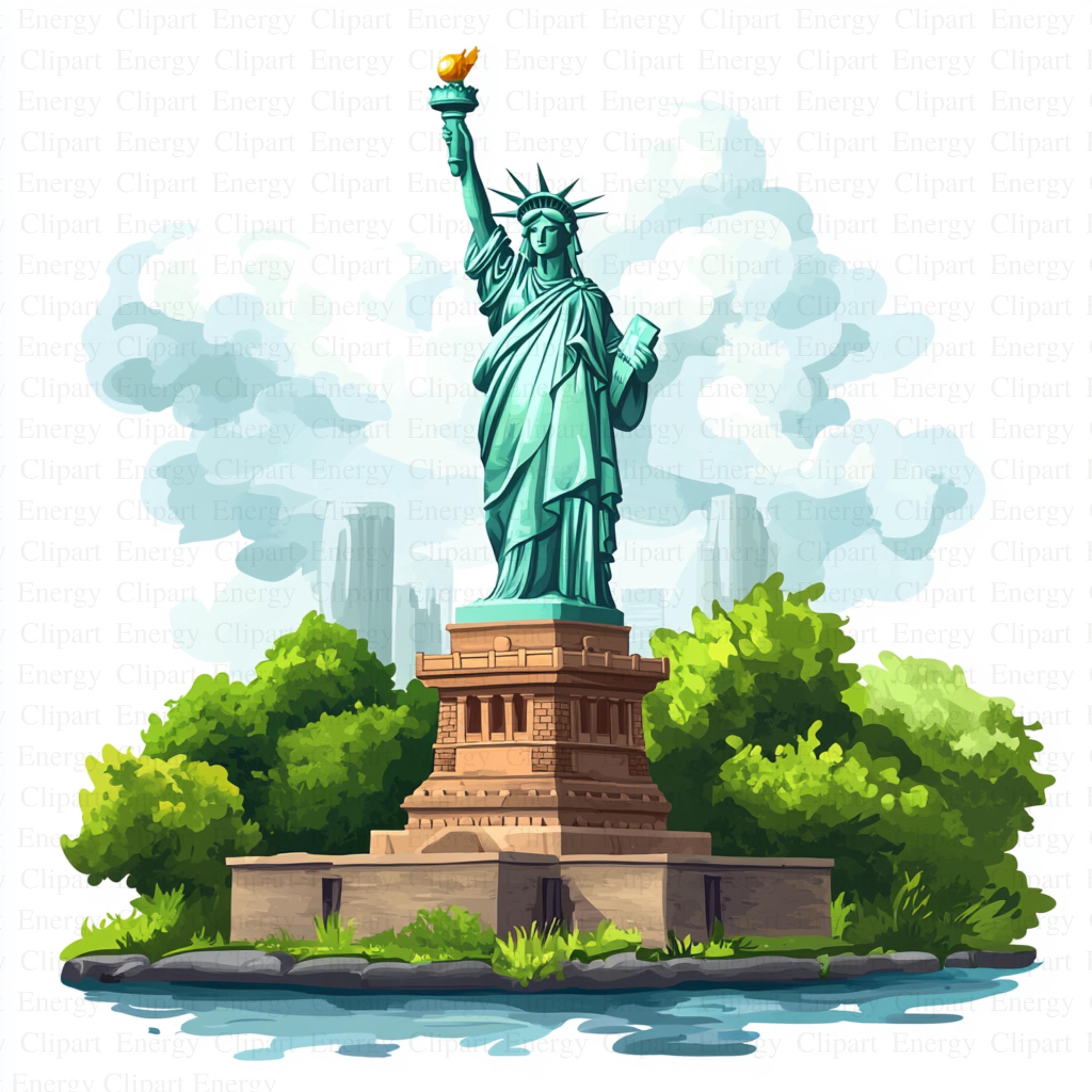 Watrcolor Statue of Liberty Clipart | 10 High Quality Jpgs | Digital ...