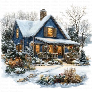 Christmas Farmhouse Clipart | 5 High Quality Jpg's | Digital Download ...