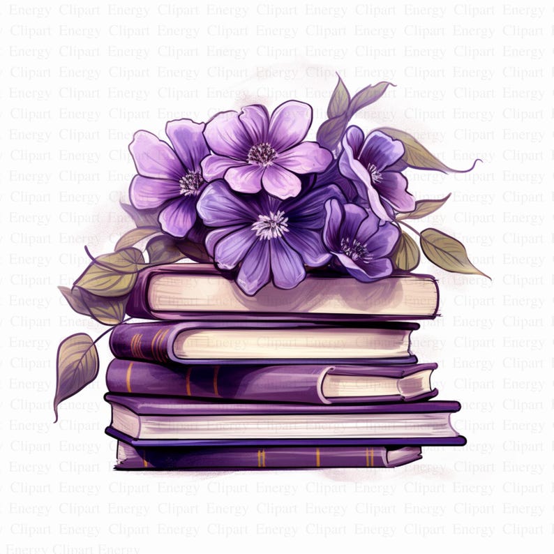 Watercolor Stack of Purple Books Clipart | 5 High Quality Jpg's ...