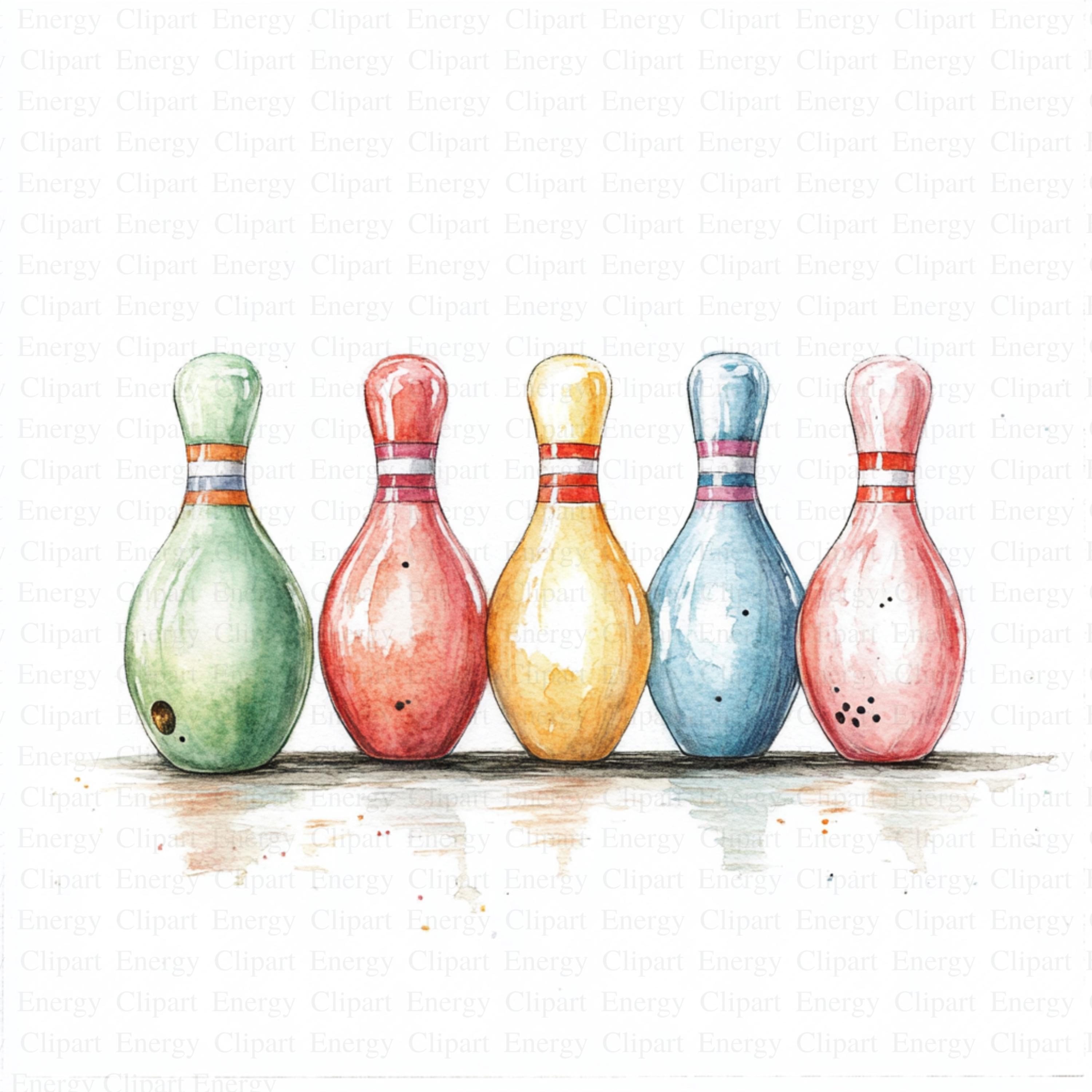 Vintage Bowling Clipart | 5 High Quality Jpg's | Digital Download ...