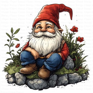 Watercolor Garden Gnome Clip Art | 5 High Quality Jpg's | Flower Gnome ...
