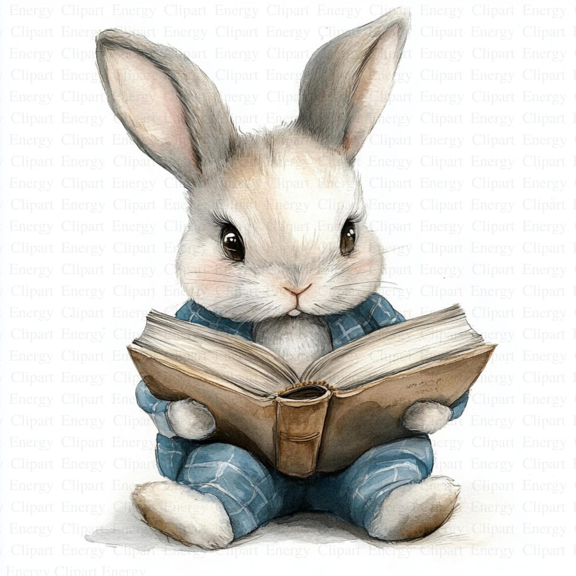 Bunny Reading Book Clipart | 5 High Quality Jpgs | Digital Download ...