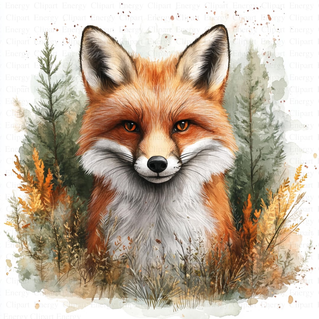 Fox in Forest Clipart | 5 High Quality Jpg's | Digital Download ...