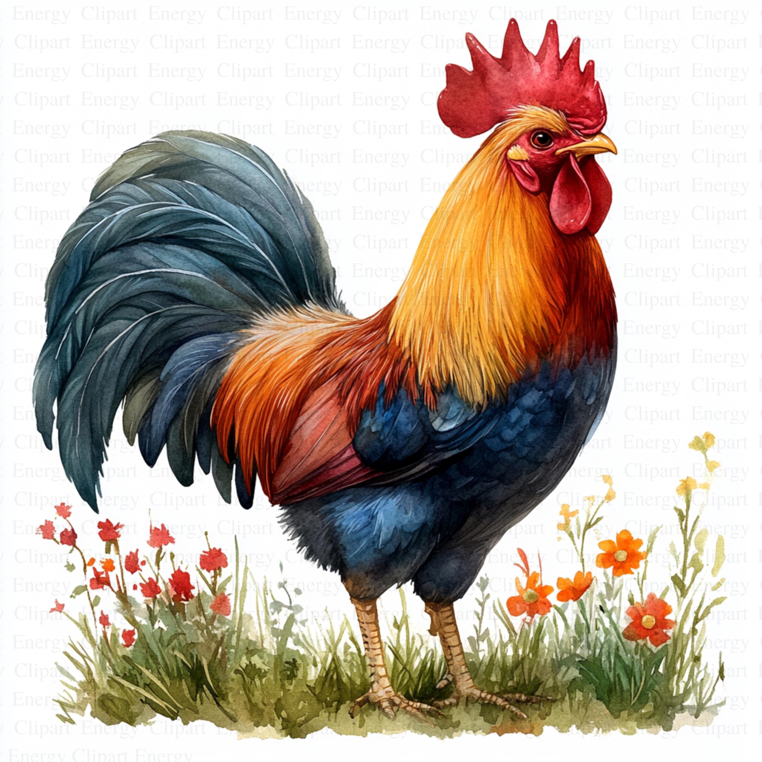 Cockerel Clipart | 5 High Quality Jpg's | Digital Download | Rooster ...