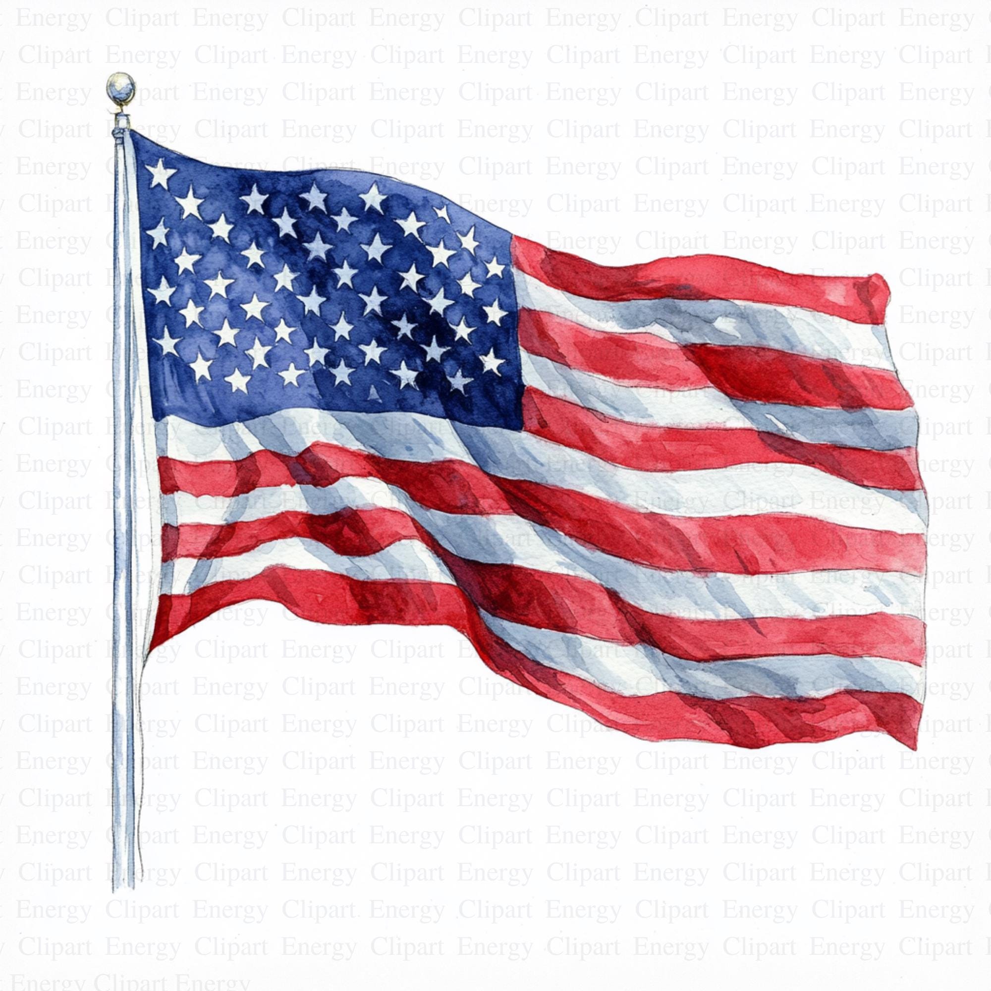 Watercolor American Flag Clipart | 5 High Quality Jpgs | Digital ...