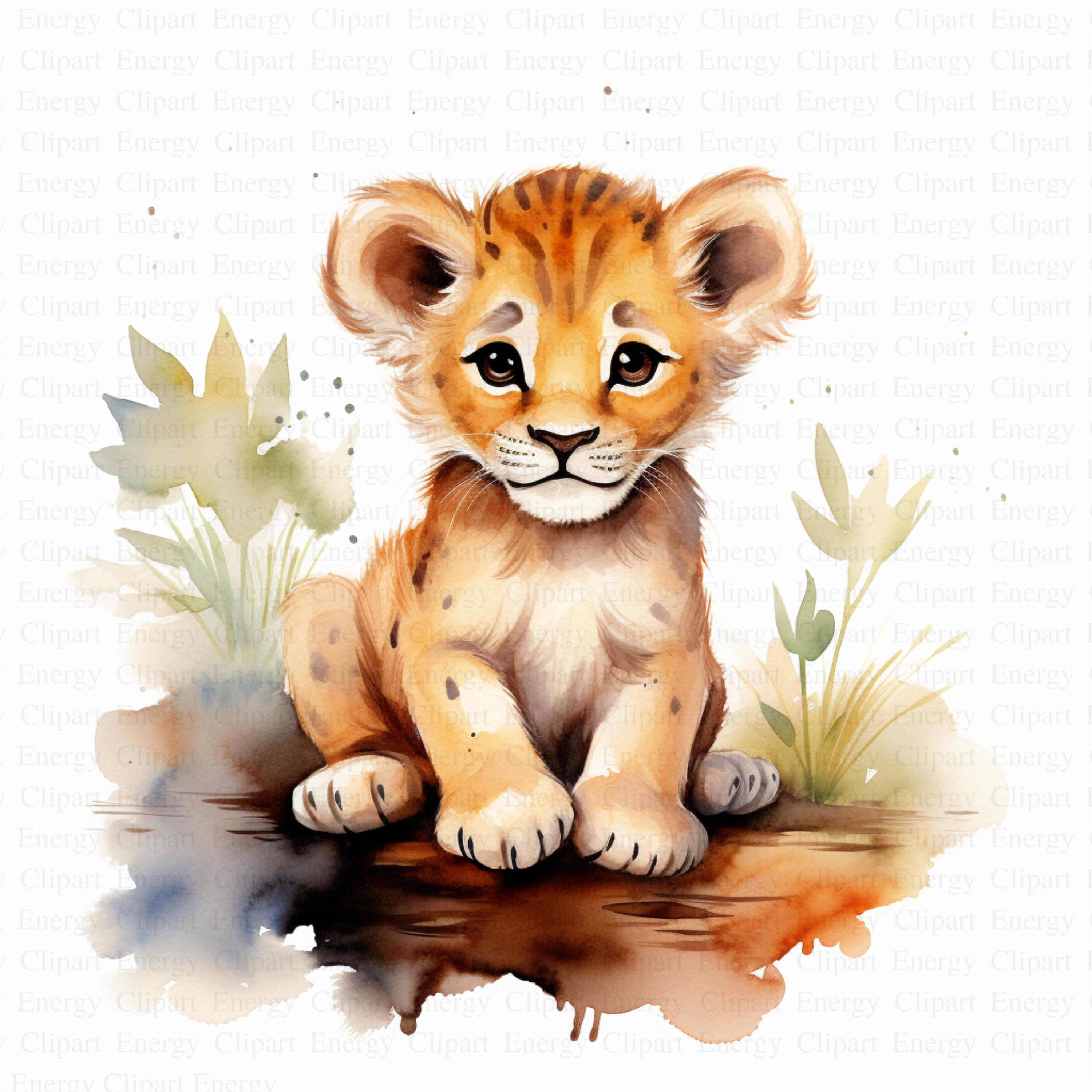 Cute Lion Cub Clipart | 5 High Quality Jpg's | Digital Download ...