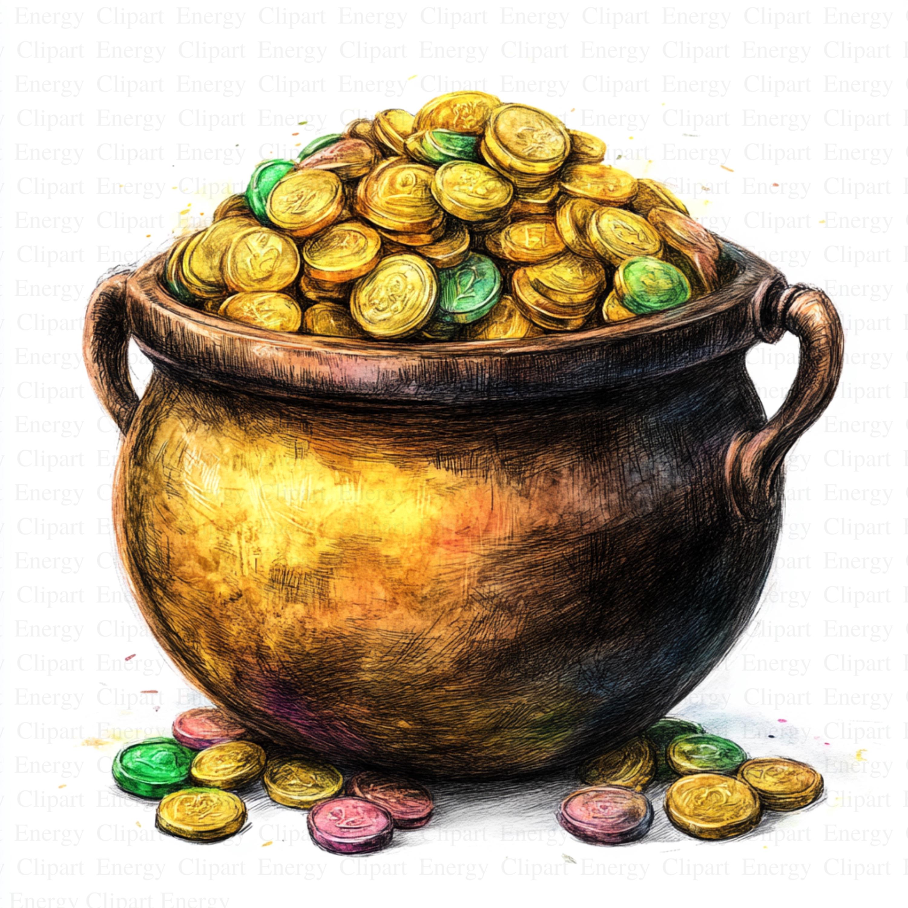 Pot of Gold Clipart | 5 High Quality Jpg's | Digital Download | Irish ...