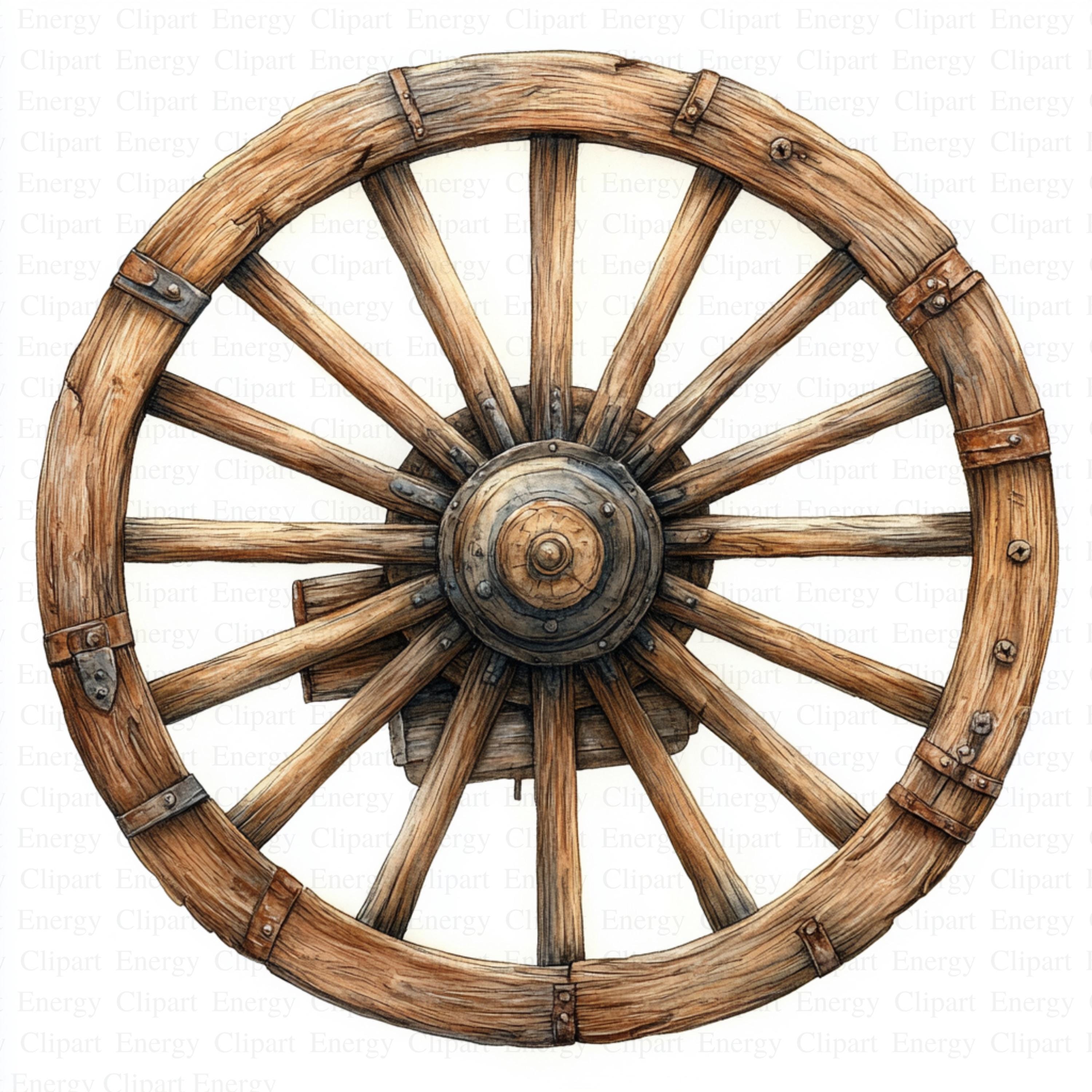 Wooden Wheels Clipart | 5 High Quality Jpg's | Digital Download ...