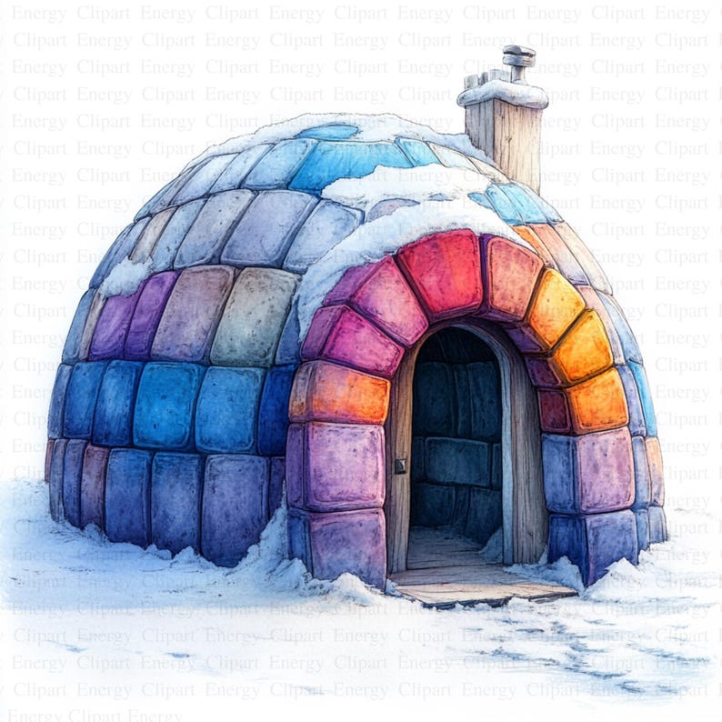 Igloo Clipart | 5 High Quality Jpgs | Instant Digital Download | Card ...
