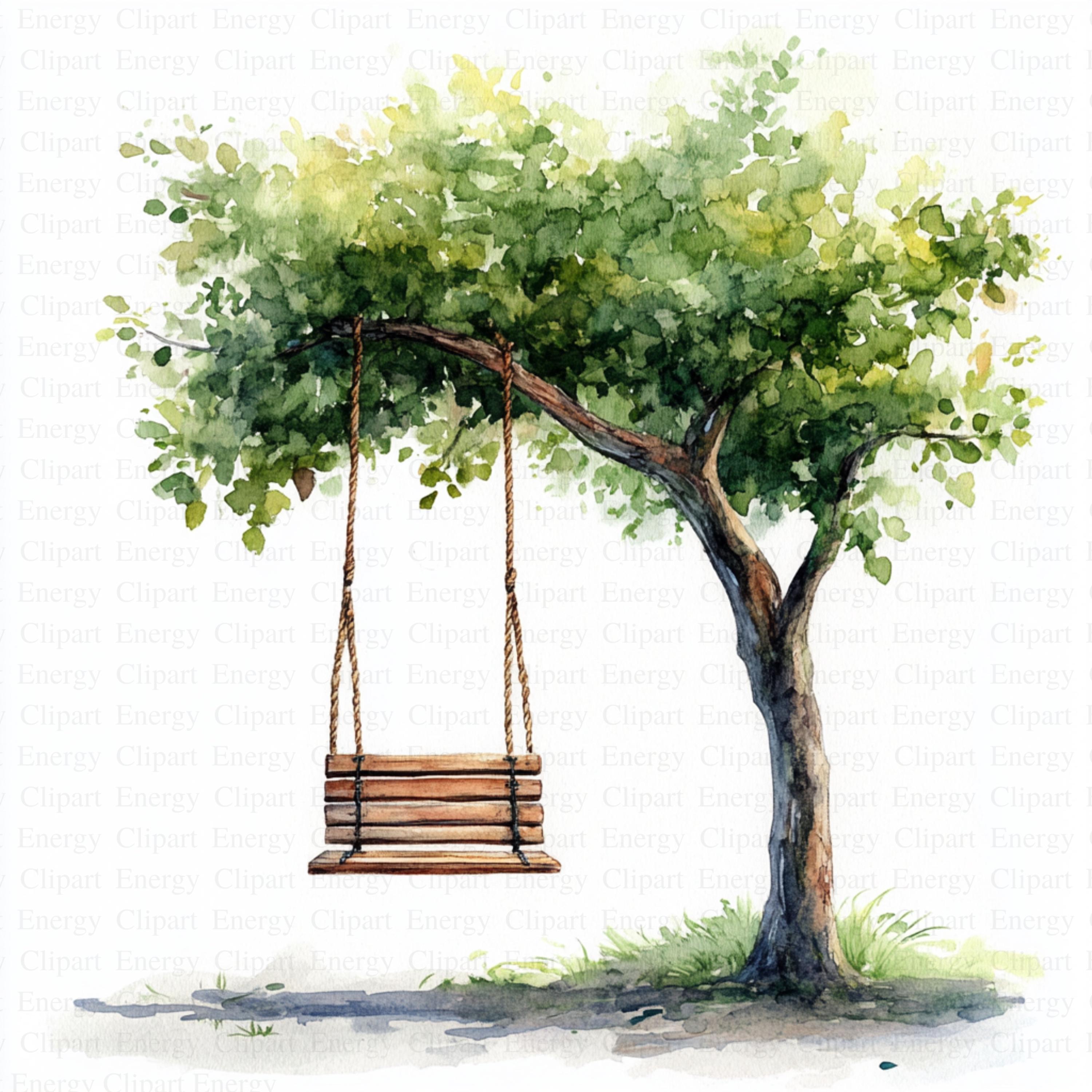 Watercolor Tree Swing Clipart 5 High Quality Jpg's Digital Download ...