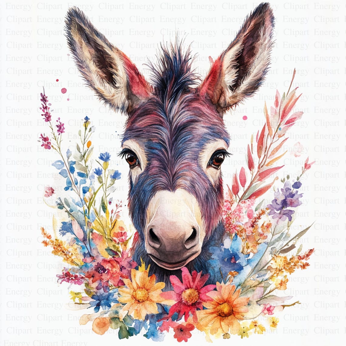 Floral Donkeys Clipart | 5 High Quality Jpg's | Digital Download ...
