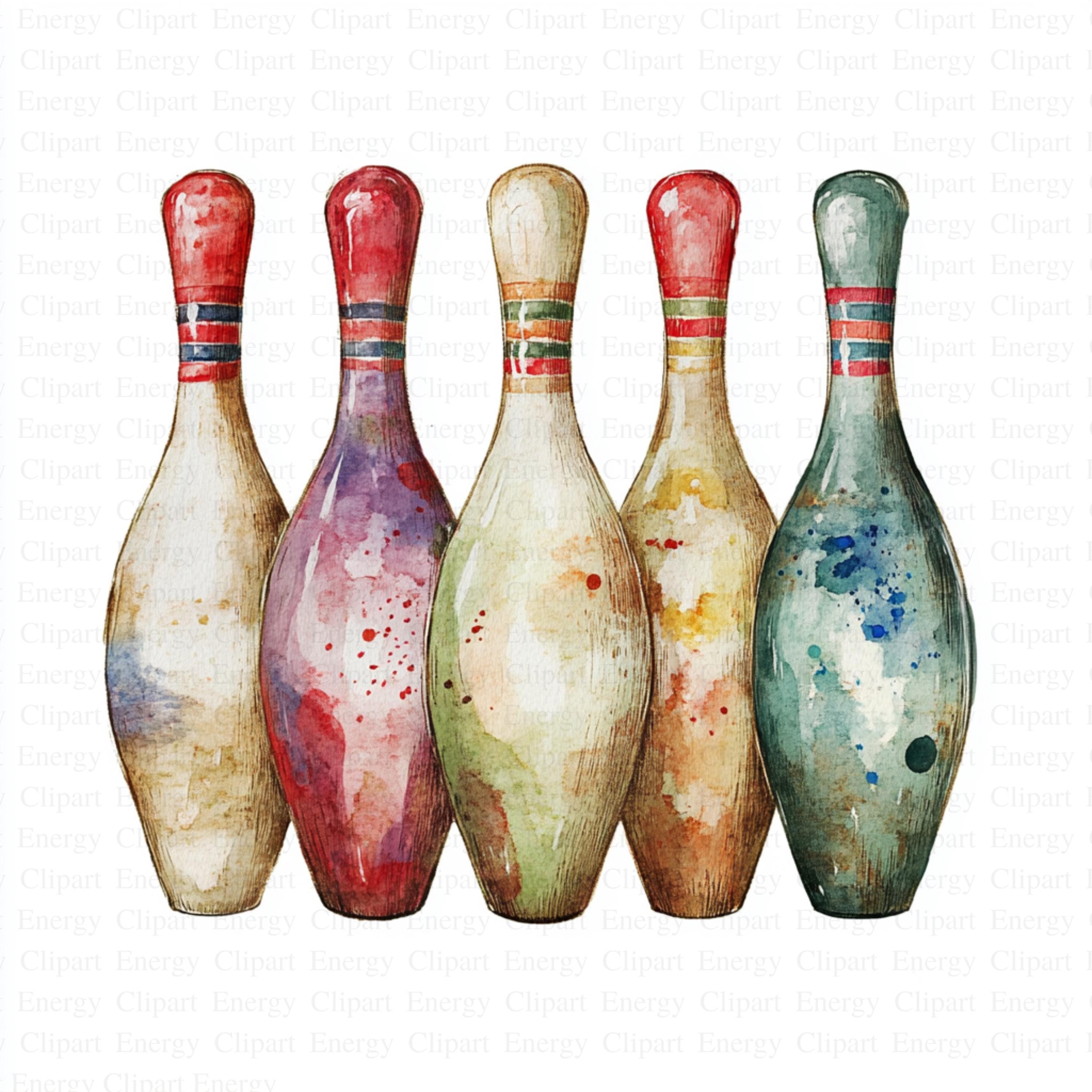 Vintage Bowling Clipart 5 High Quality Jpg's Digital Download Retro ...